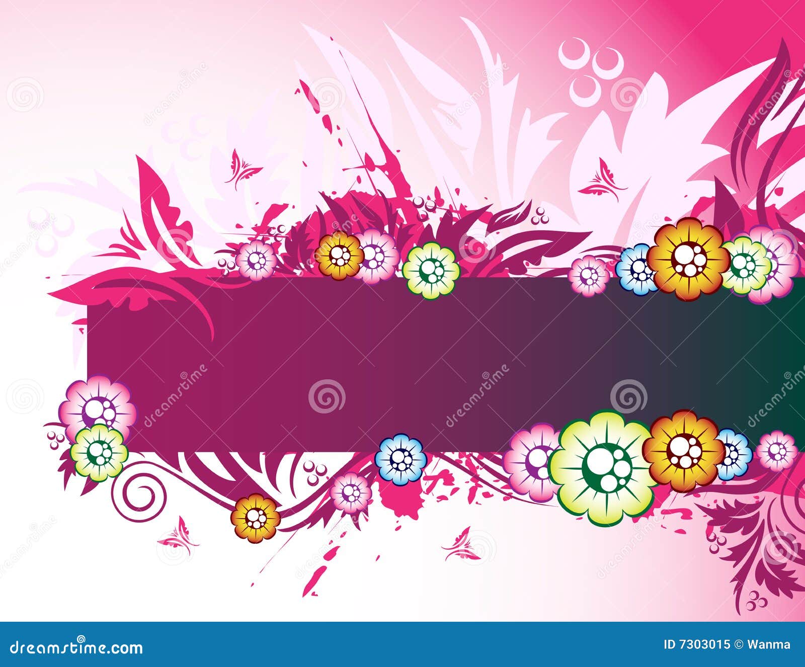 Pink floral banner stock vector. Illustration of banner - 7303015