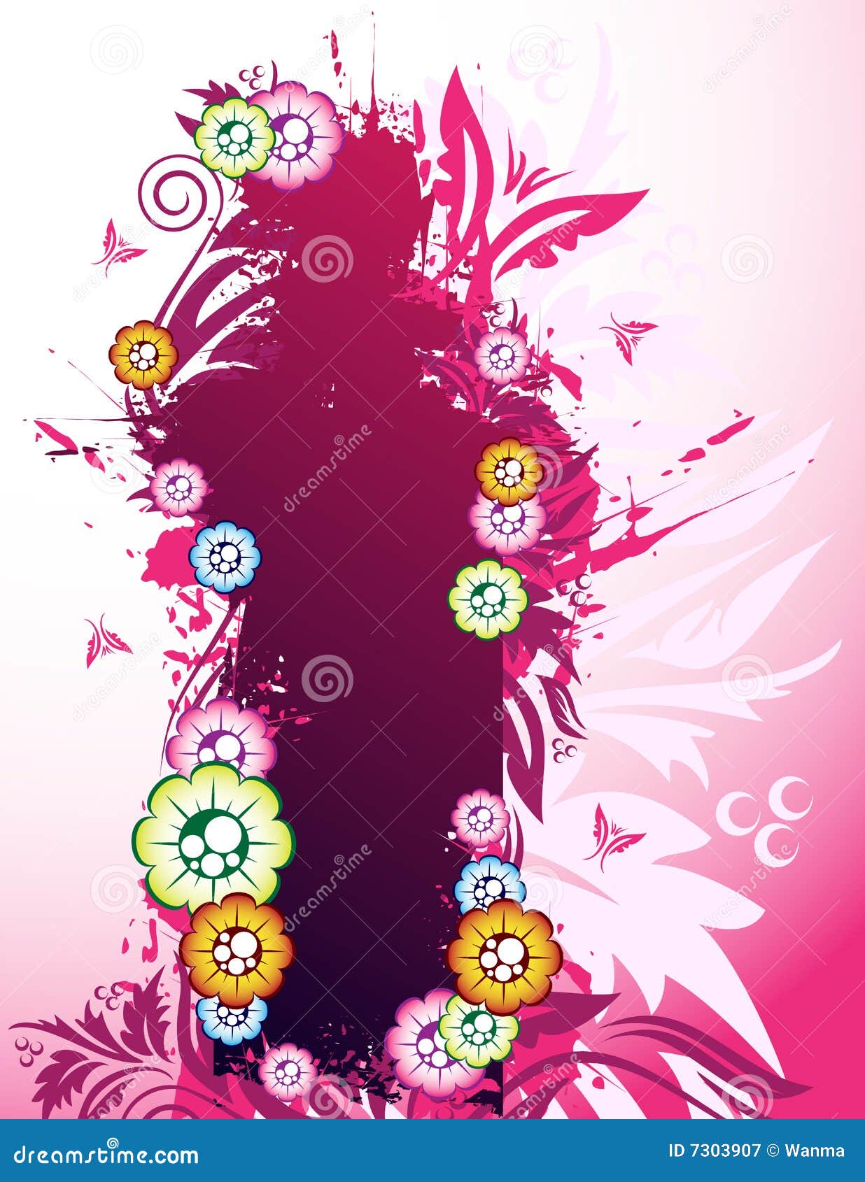 Pink floral banner stock vector. Illustration of frame - 7303907