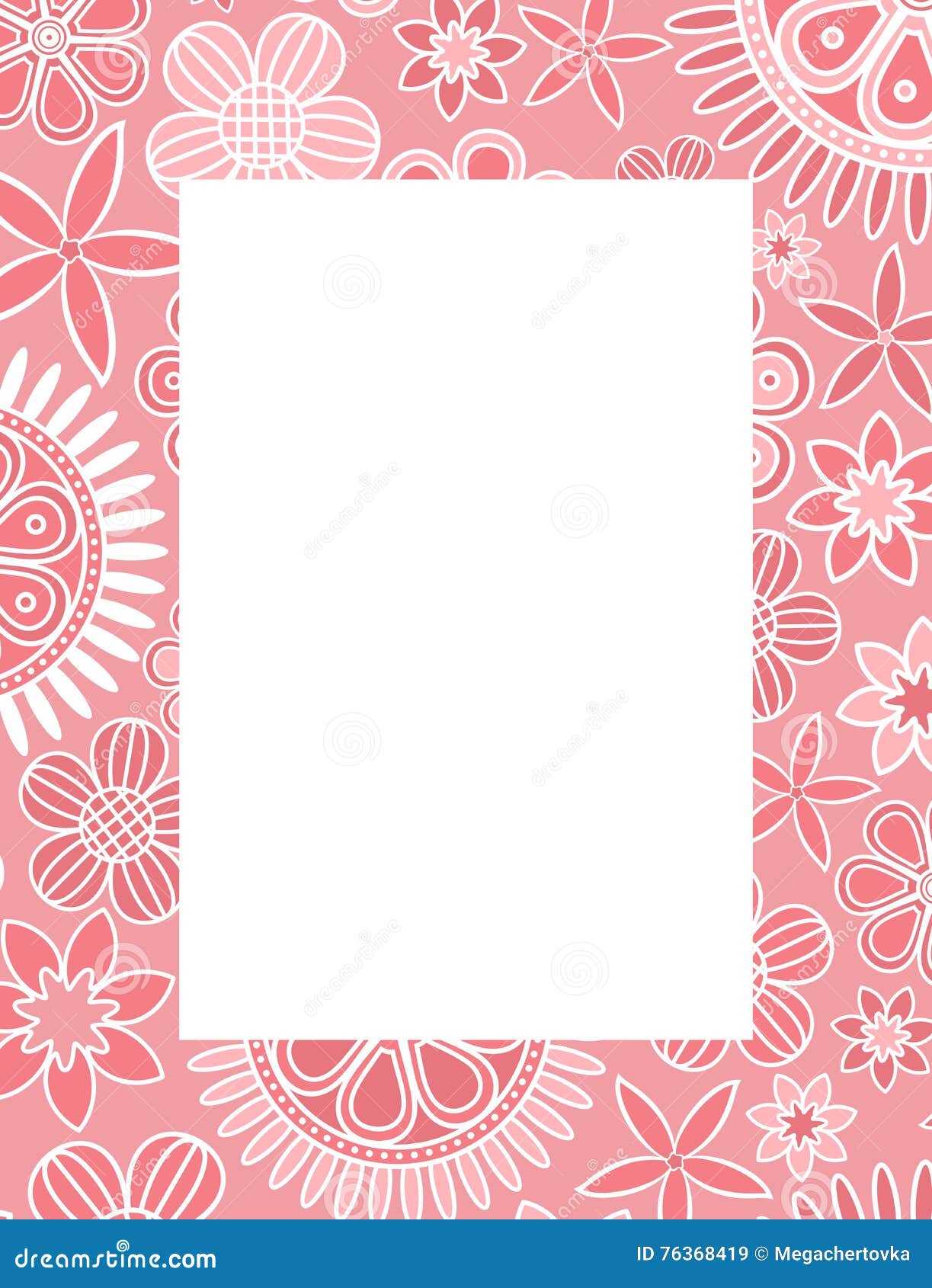 Pink Floral Decorative Frame Stock Vector - Illustration of blossom ...