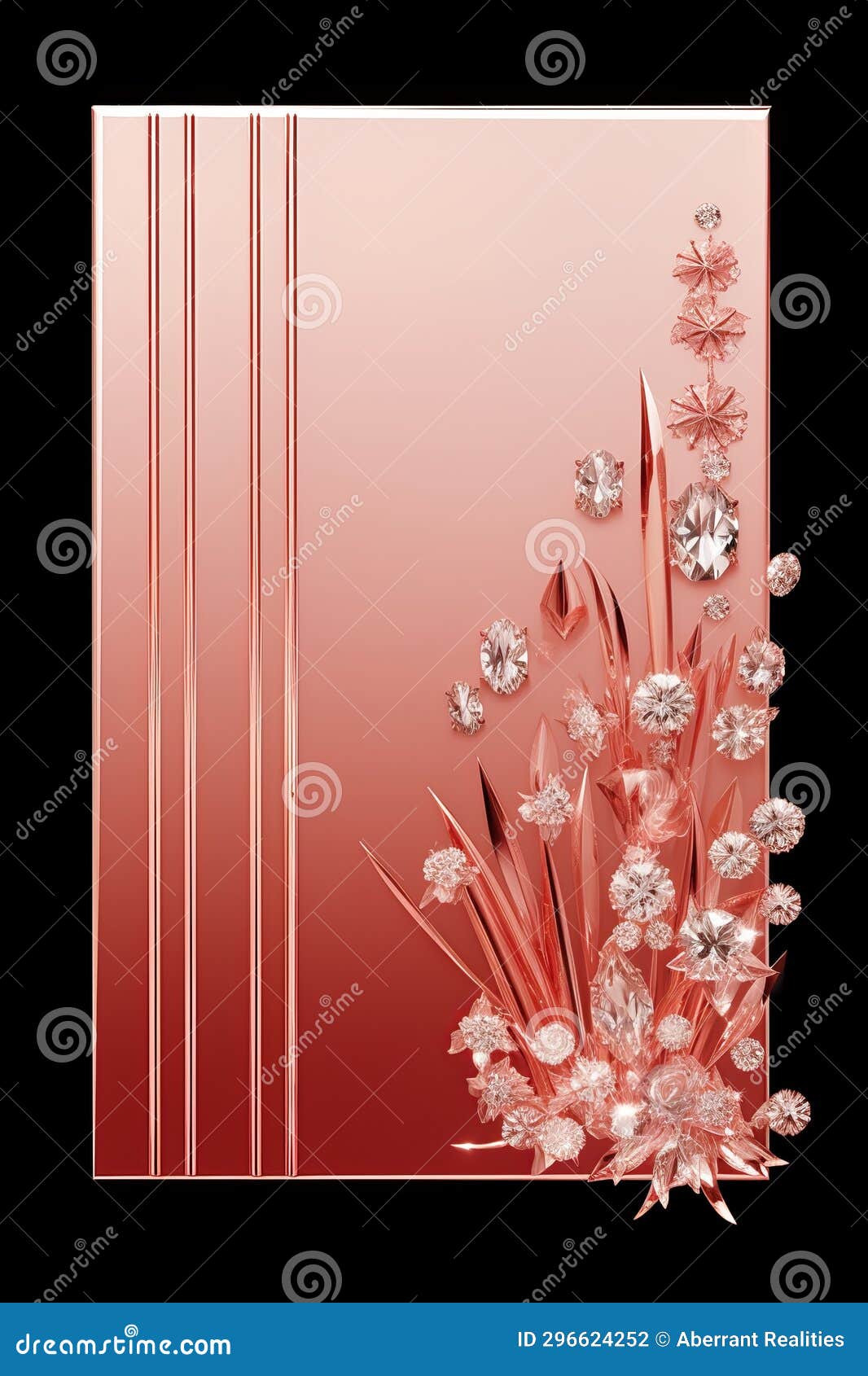 A Pink Floral Design on a Red Background Stock Illustration ...