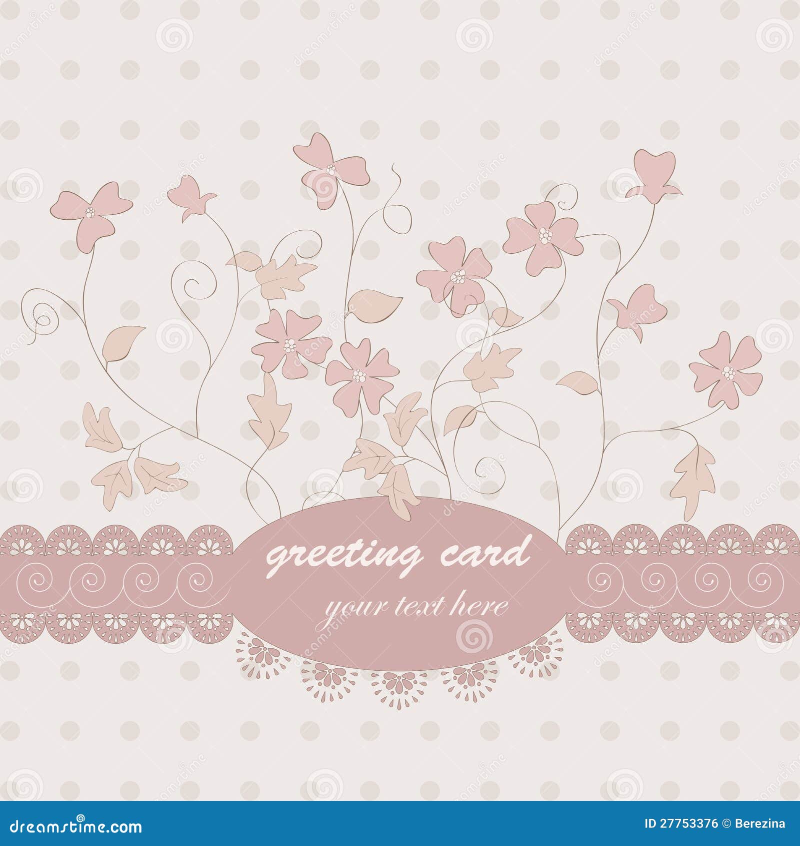 Pink floral postcard stock illustration. Illustration of nature - 27753376