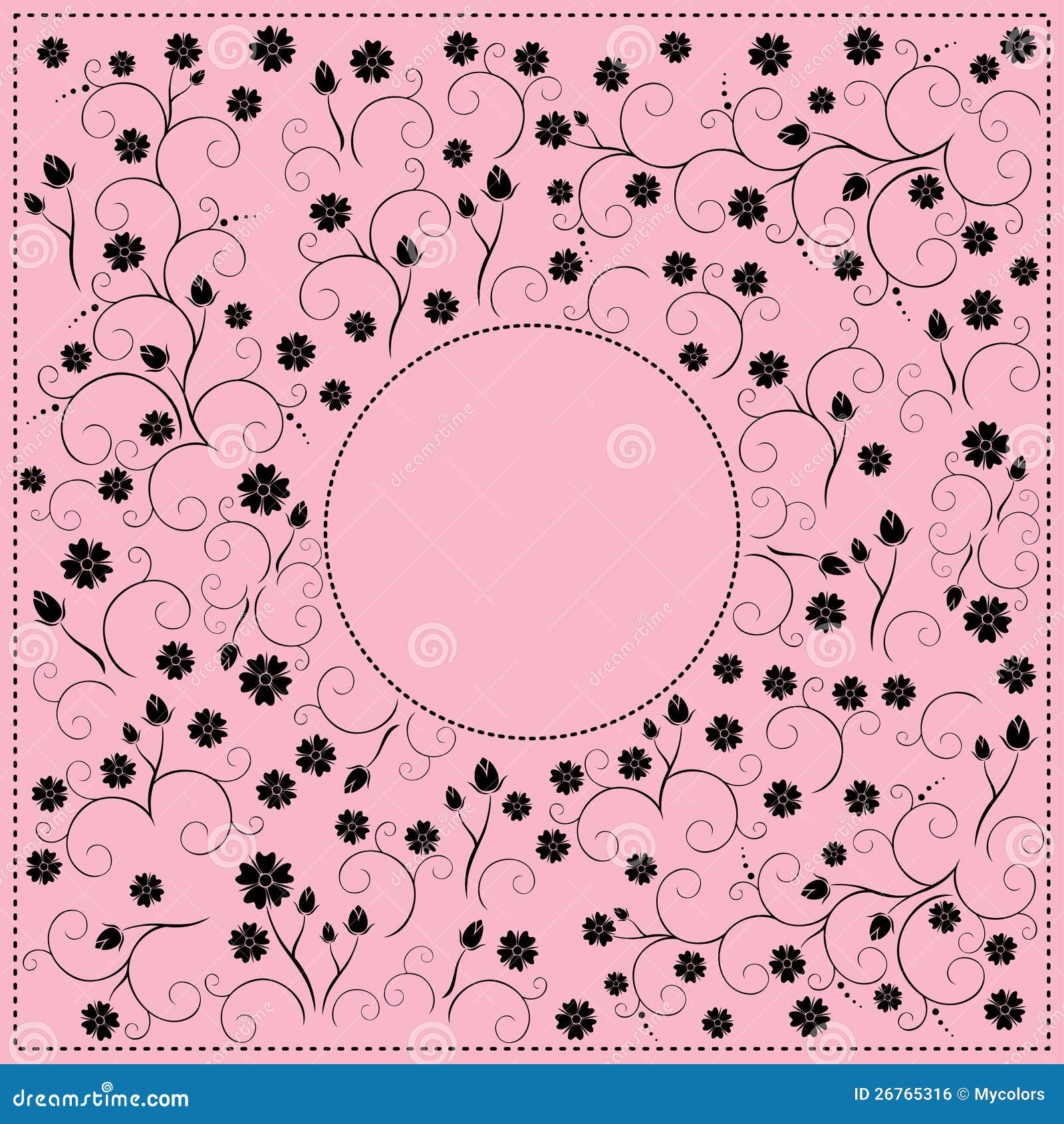 Pink Floral Vector Card - Frame Stock Vector - Illustration of round ...