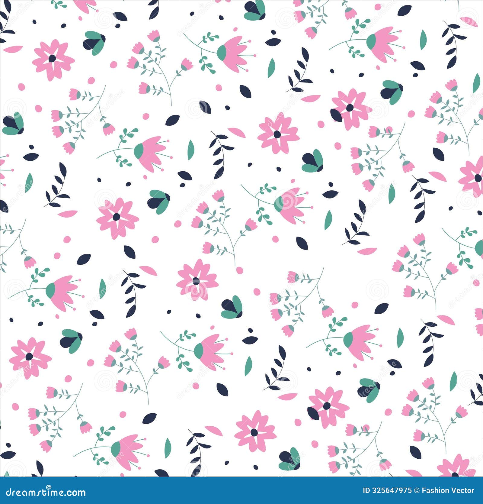 Pink Flower All Over Pattern Graphic Vector Art Stock Illustration ...