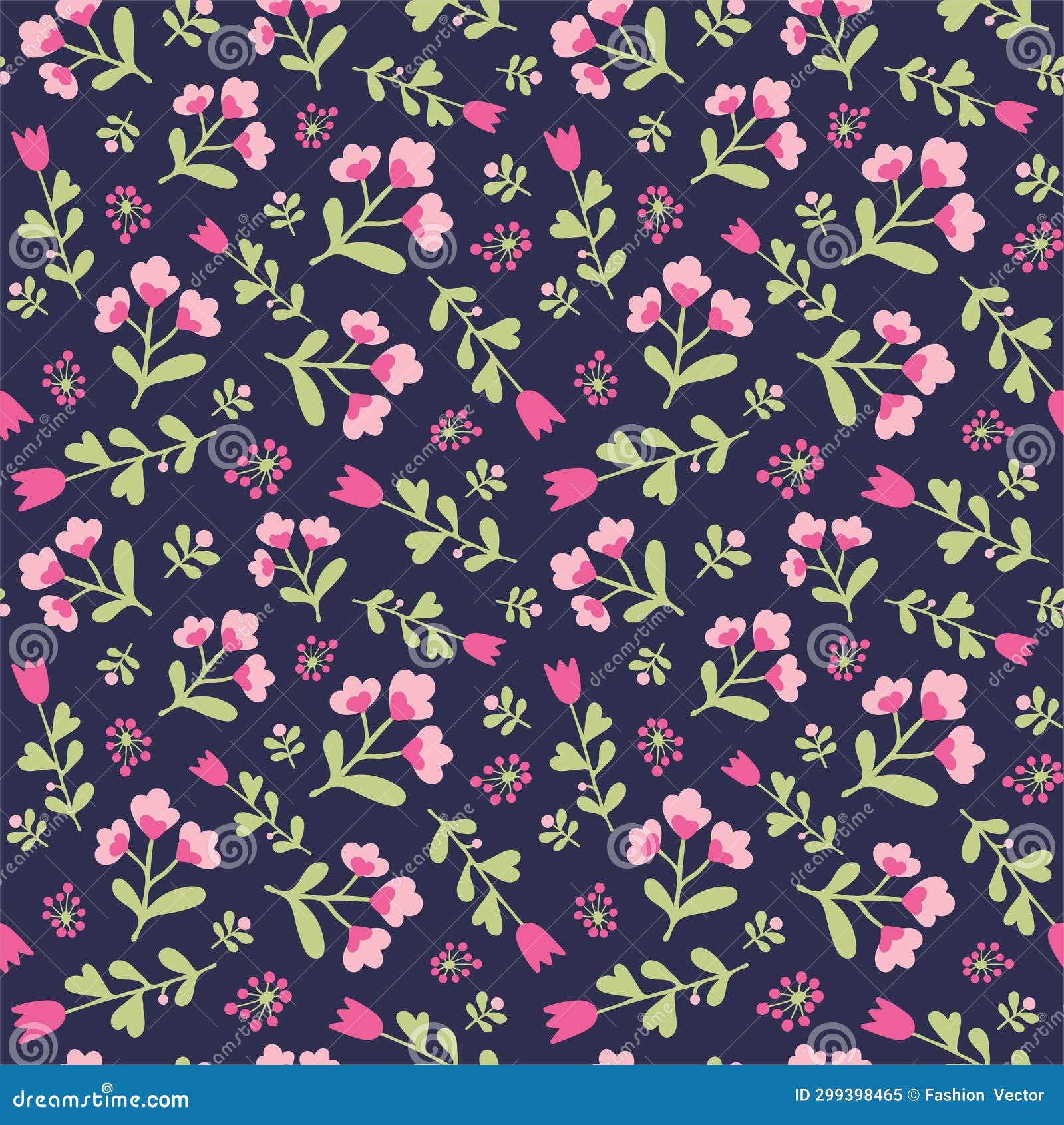 Pink Flower All Over Print Vector Art Stock Illustration - Illustration ...