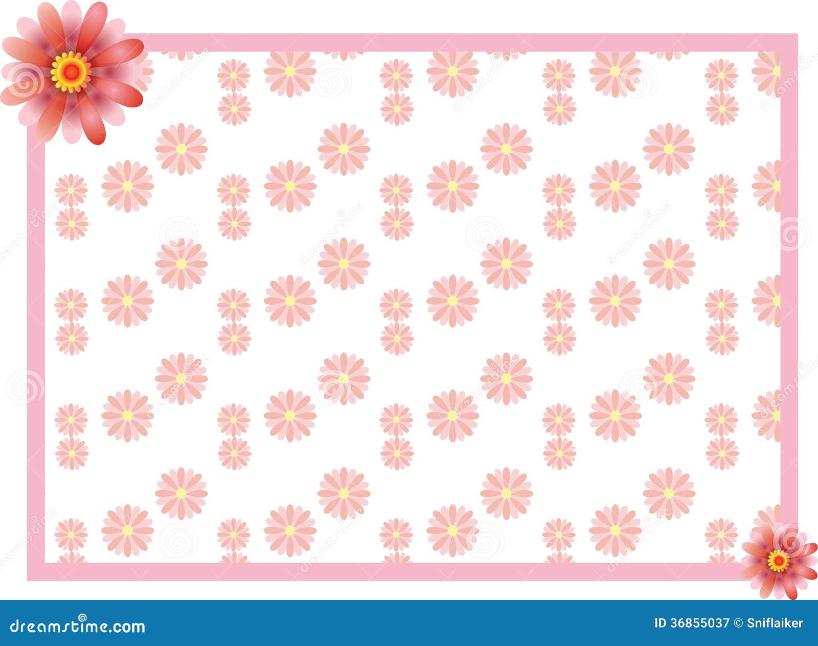 Pink flower border stock illustration. Illustration of decorative ...
