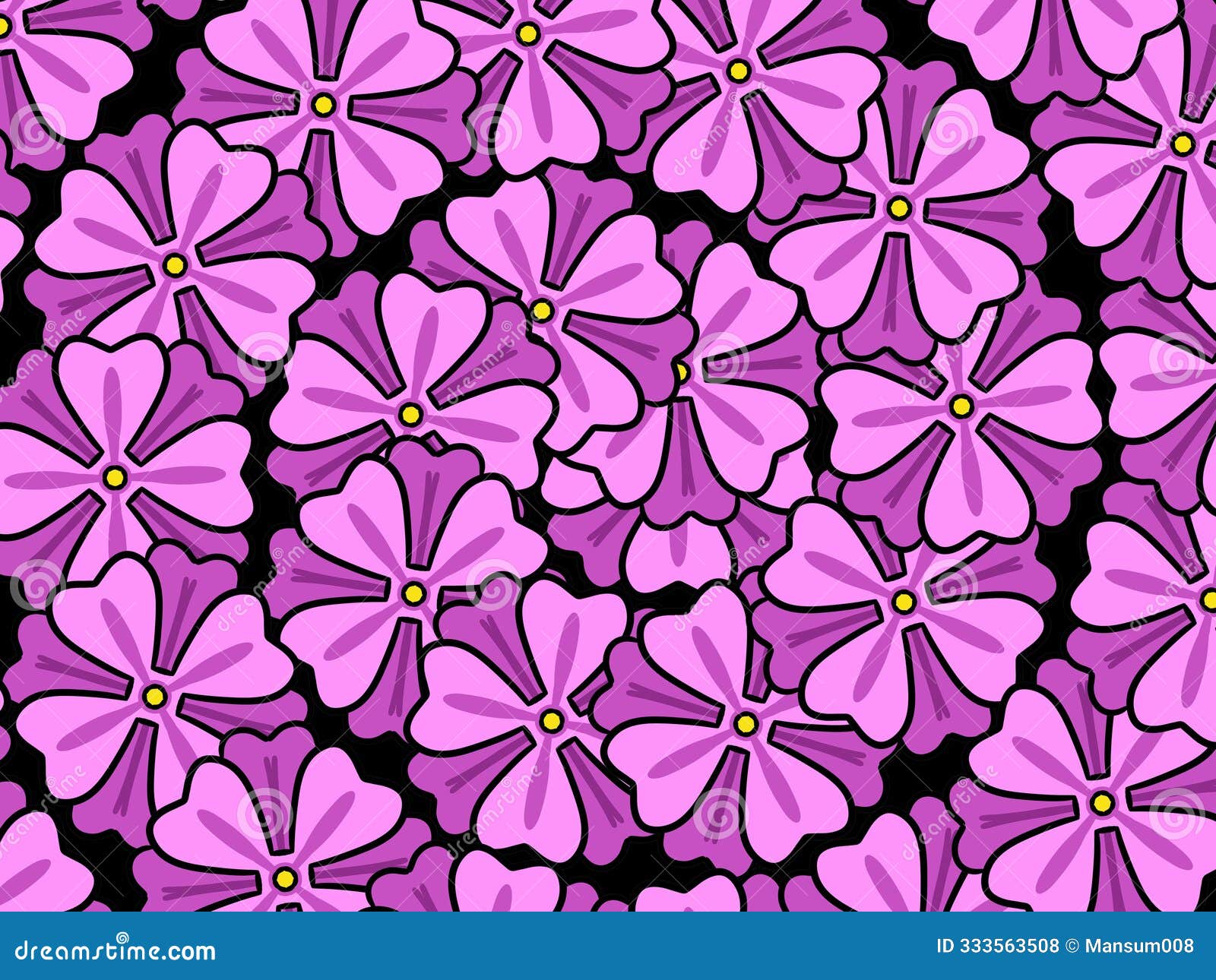 Pink Flower Cartoon Pattern Background Stock Illustration ...