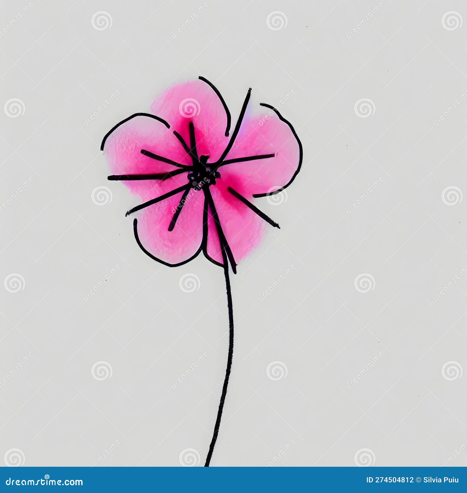 Pink Flower Drawing on White Paper, Isolated. Generative AI Stock ...