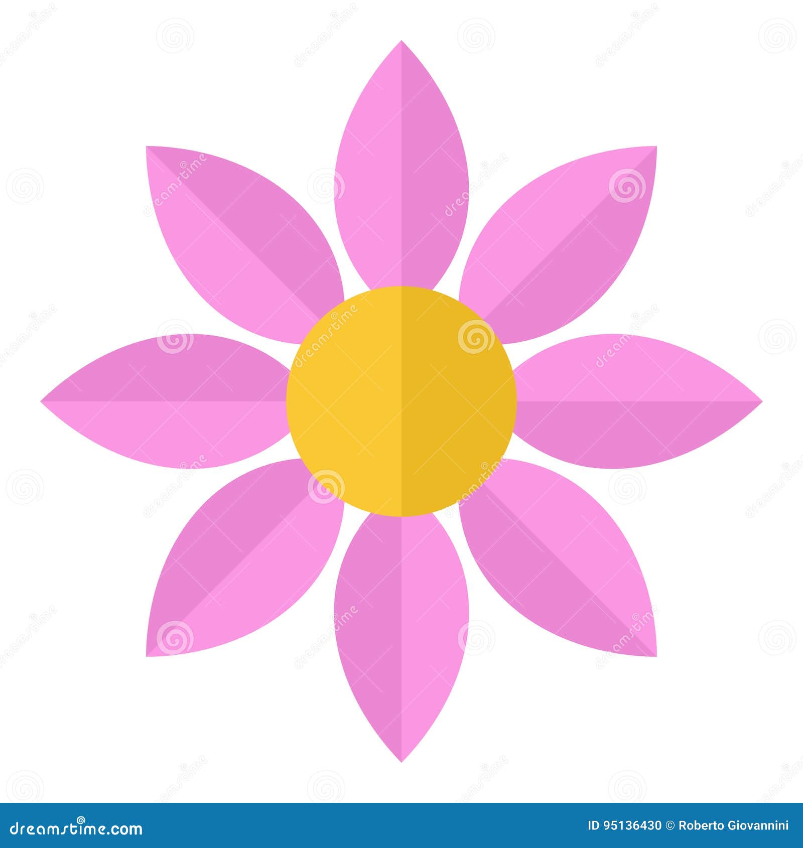 Pink Flower Flat Icon Isolated on White Stock Vector - Illustration of ...