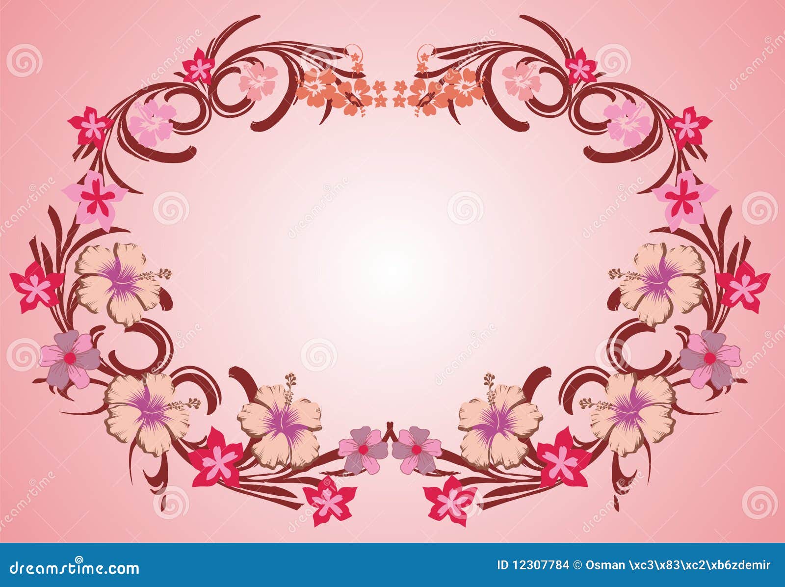 Pink flower frame 07 stock vector. Illustration of grass - 12307784