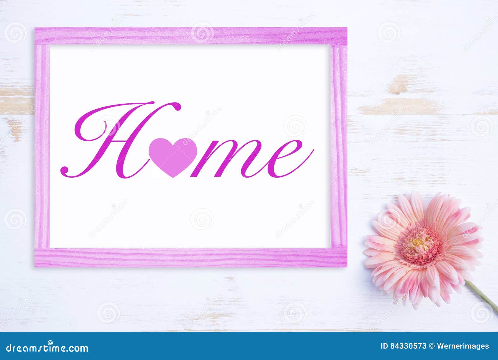 Pink Flower and Frame with the Word Home Stock Image - Image of ...
