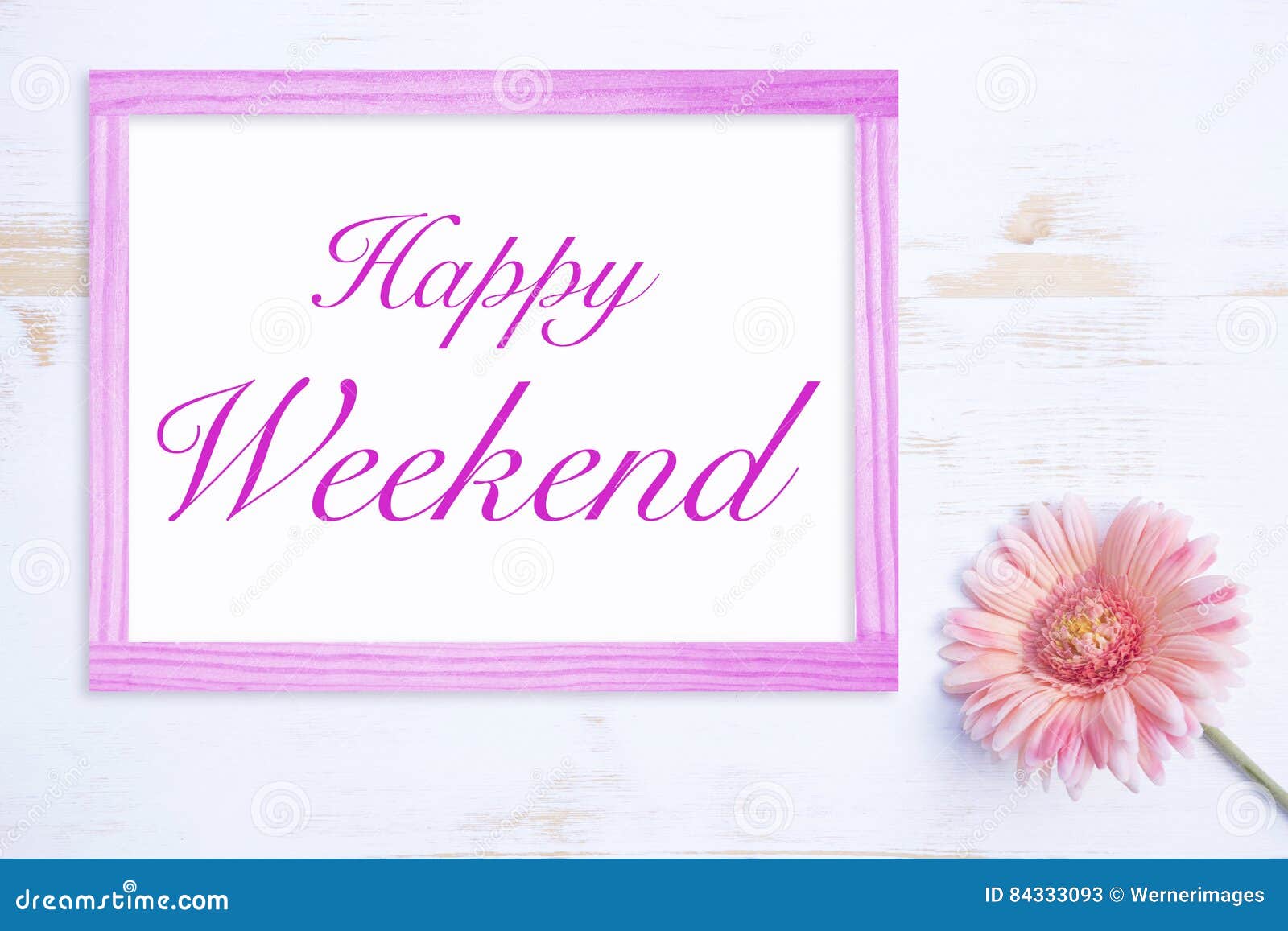 Pink Flower with Frame and Words Happy Weekend Stock Image - Image of ...