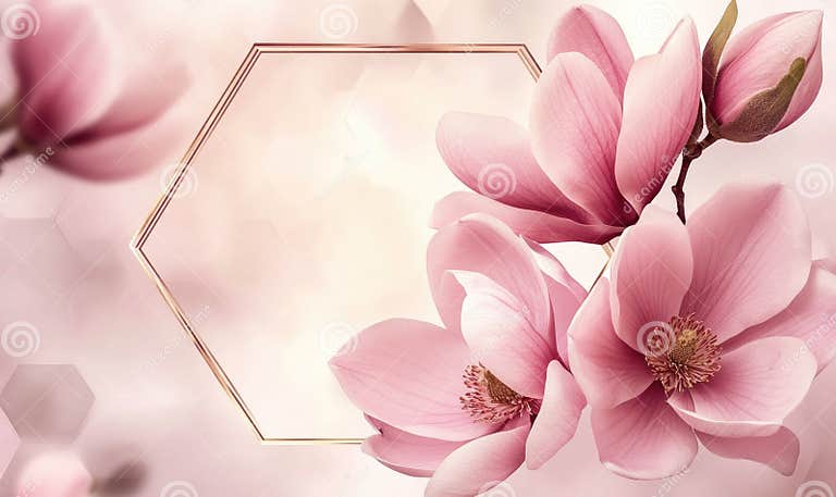 A Pink Flower with a Gold Frame Stock Image - Image of season, blooming ...