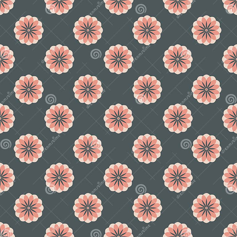 Pink Flower on Gray Background Simple Seamless Pattern for Textile ...
