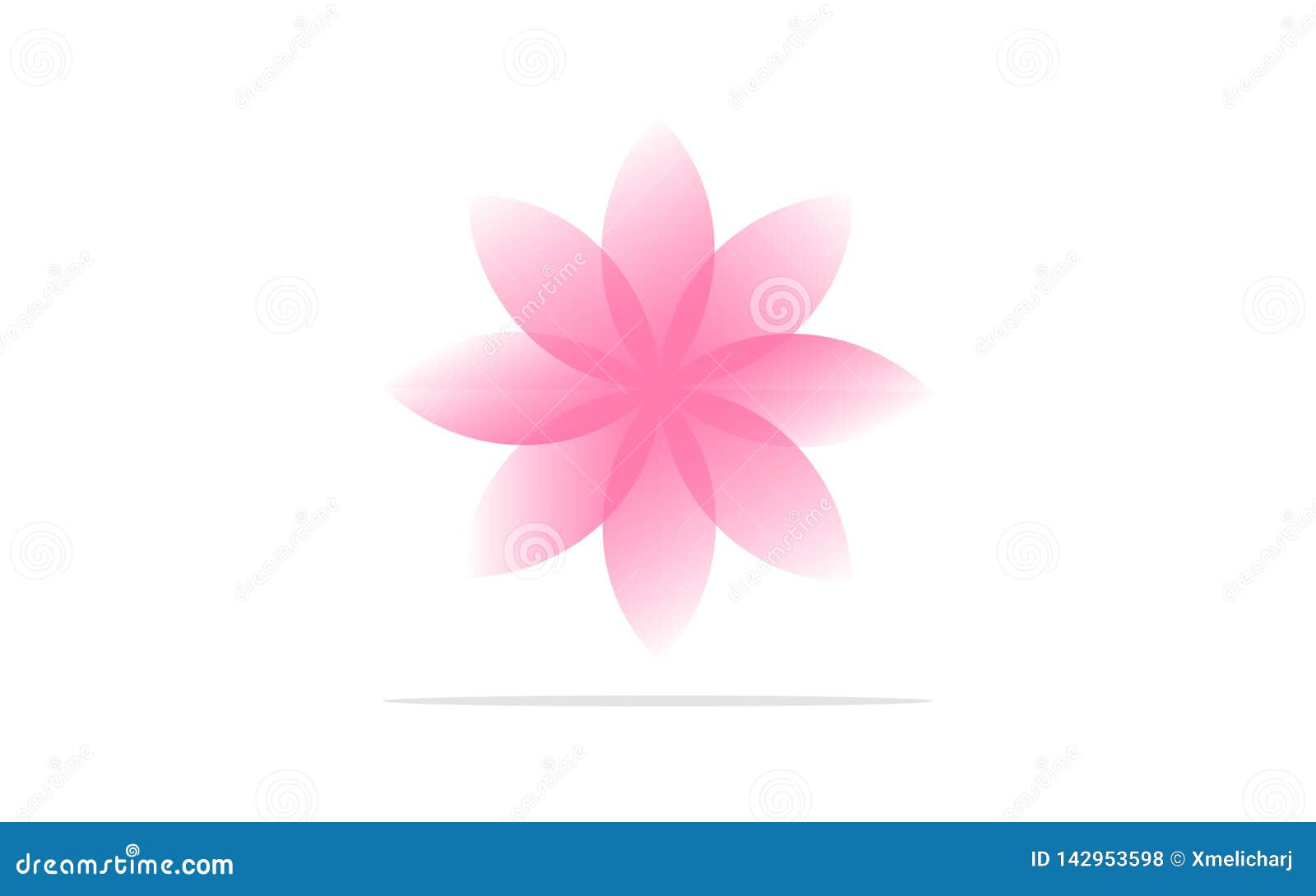 Pink Flower with Grey Shade Vector on White Background Stock Vector ...