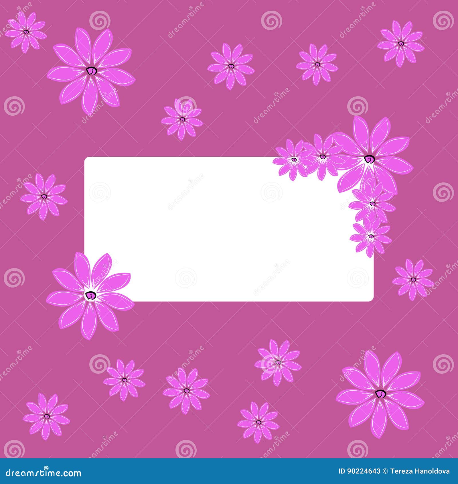 Pink Flower with Label on Pink Background Stock Vector - Illustration ...