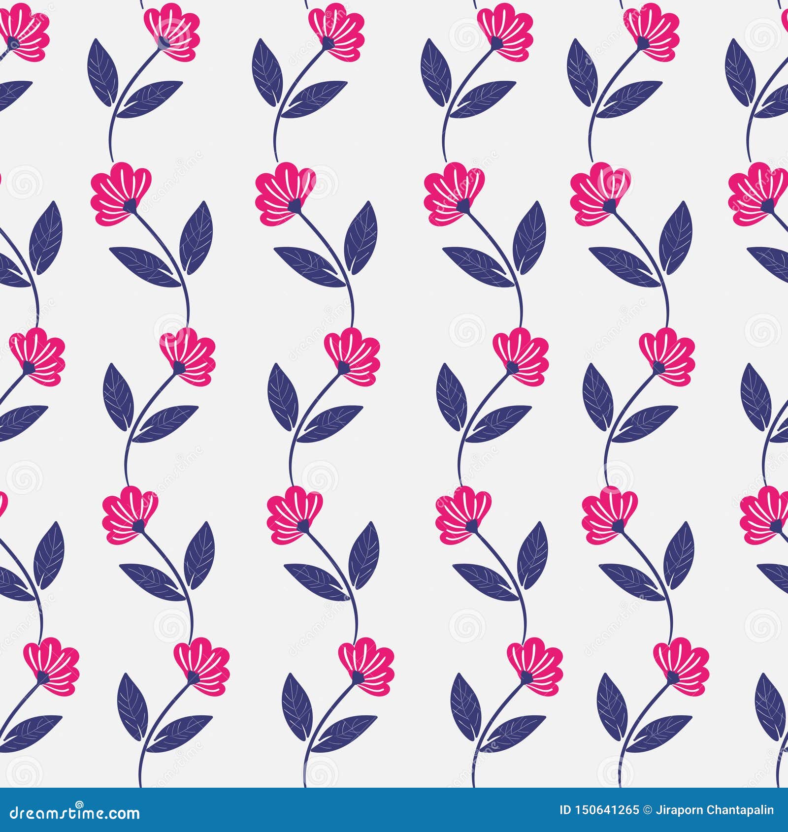 Pink Flower and Leaf Seamless Pattern Stock Illustration - Illustration ...