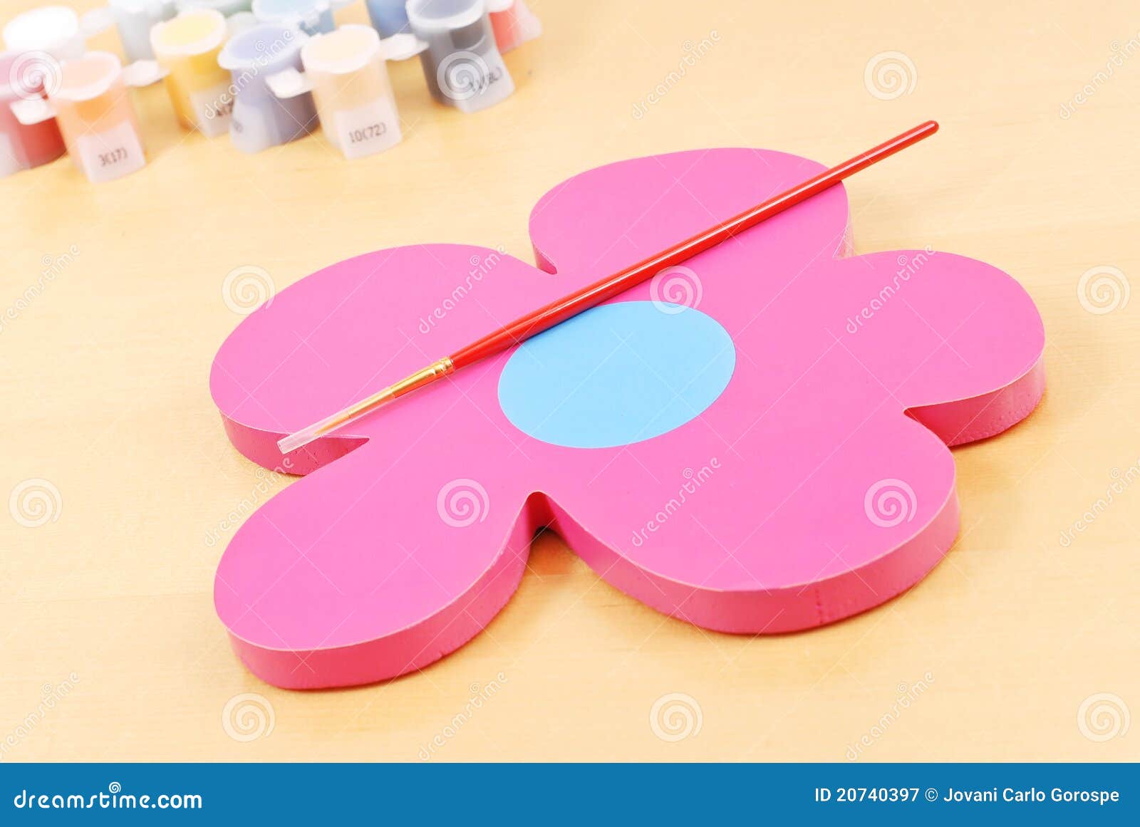 Pink Flower Paint Craft stock image. Image of lessons - 20740397