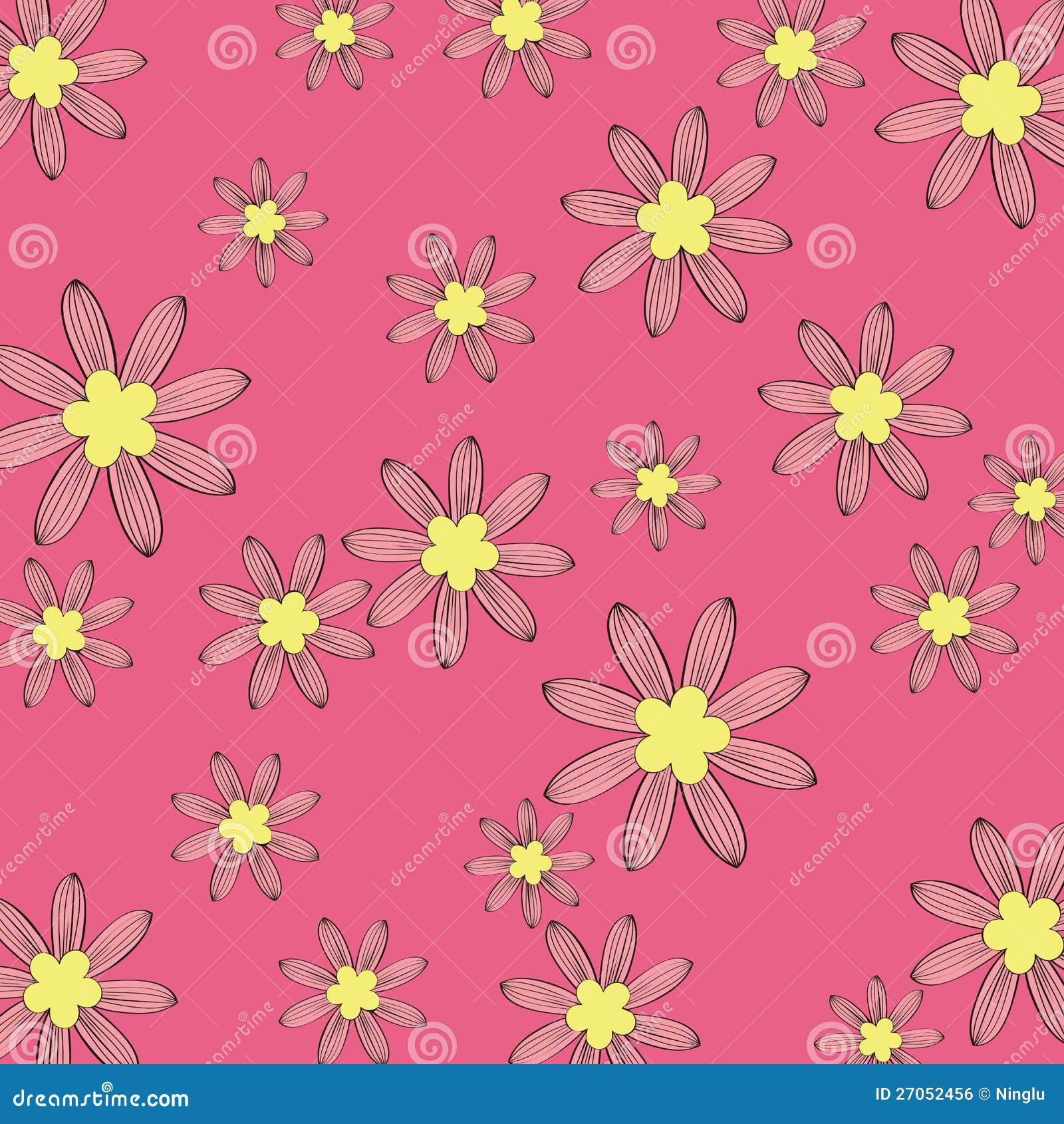 Pink Flower Pattern Background Stock Vector - Illustration of print ...