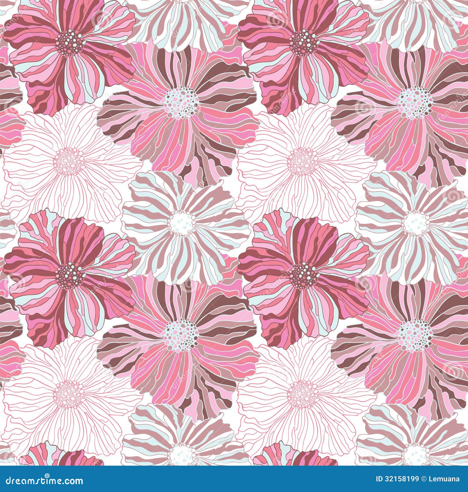 Pink flower pattern stock vector. Illustration of cute - 32158199