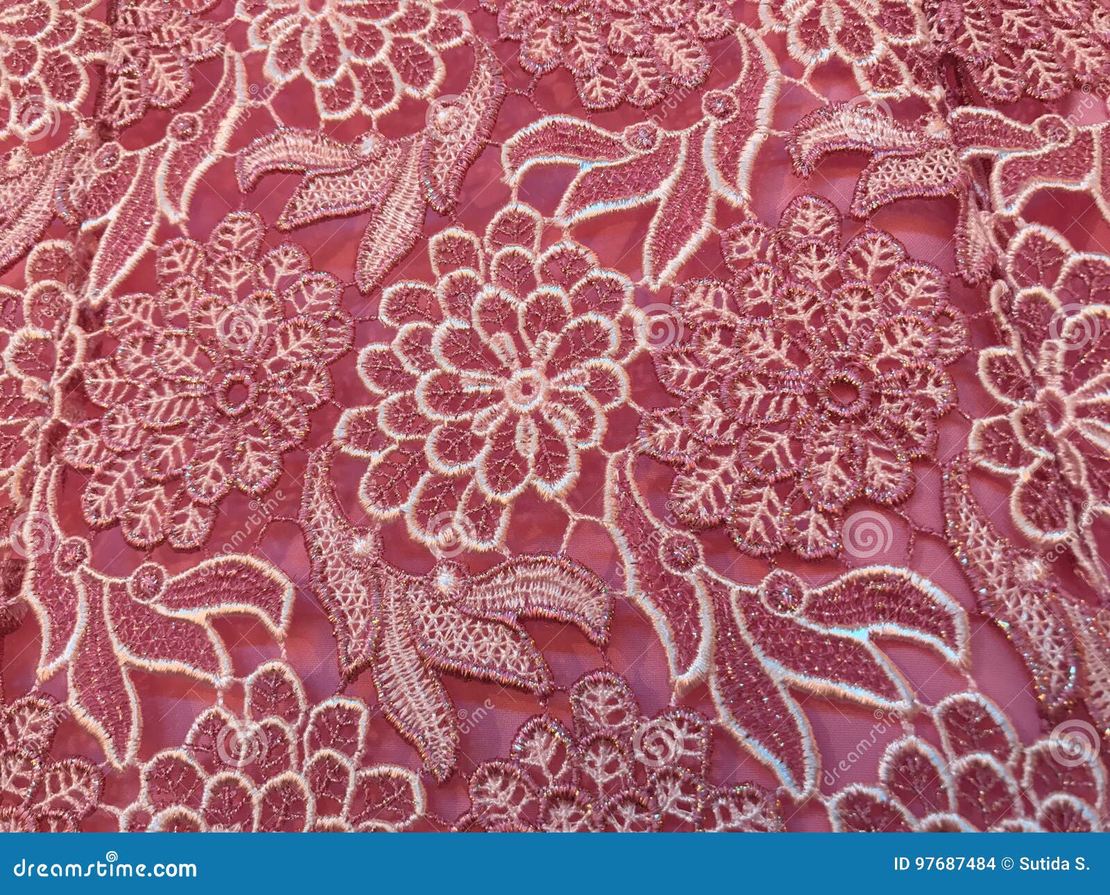 Pink Flower Pattern Lace Cloth Stock Photo - Image of craft, floral ...
