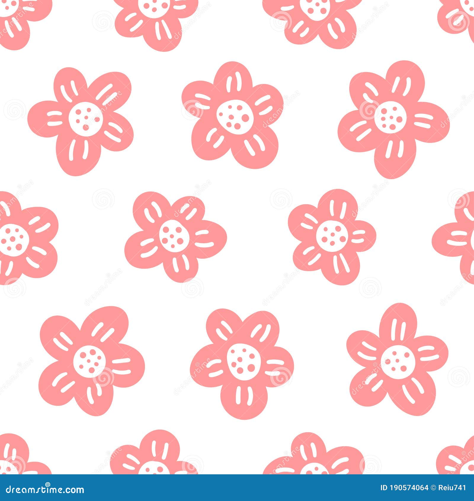 Pink Flower Pattern on White Background Stock Vector - Illustration of ...
