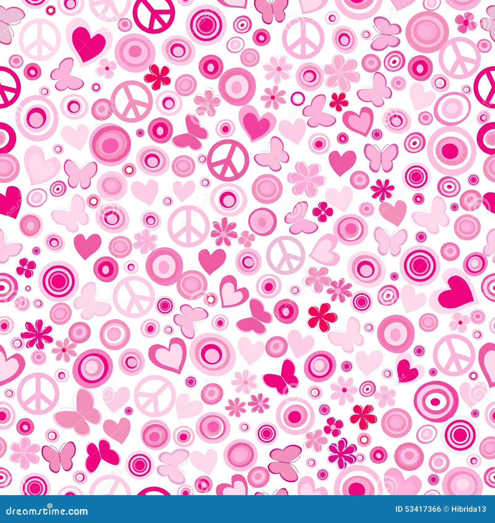 Pink Flower Power Seamless Background Stock Vector - Illustration of ...