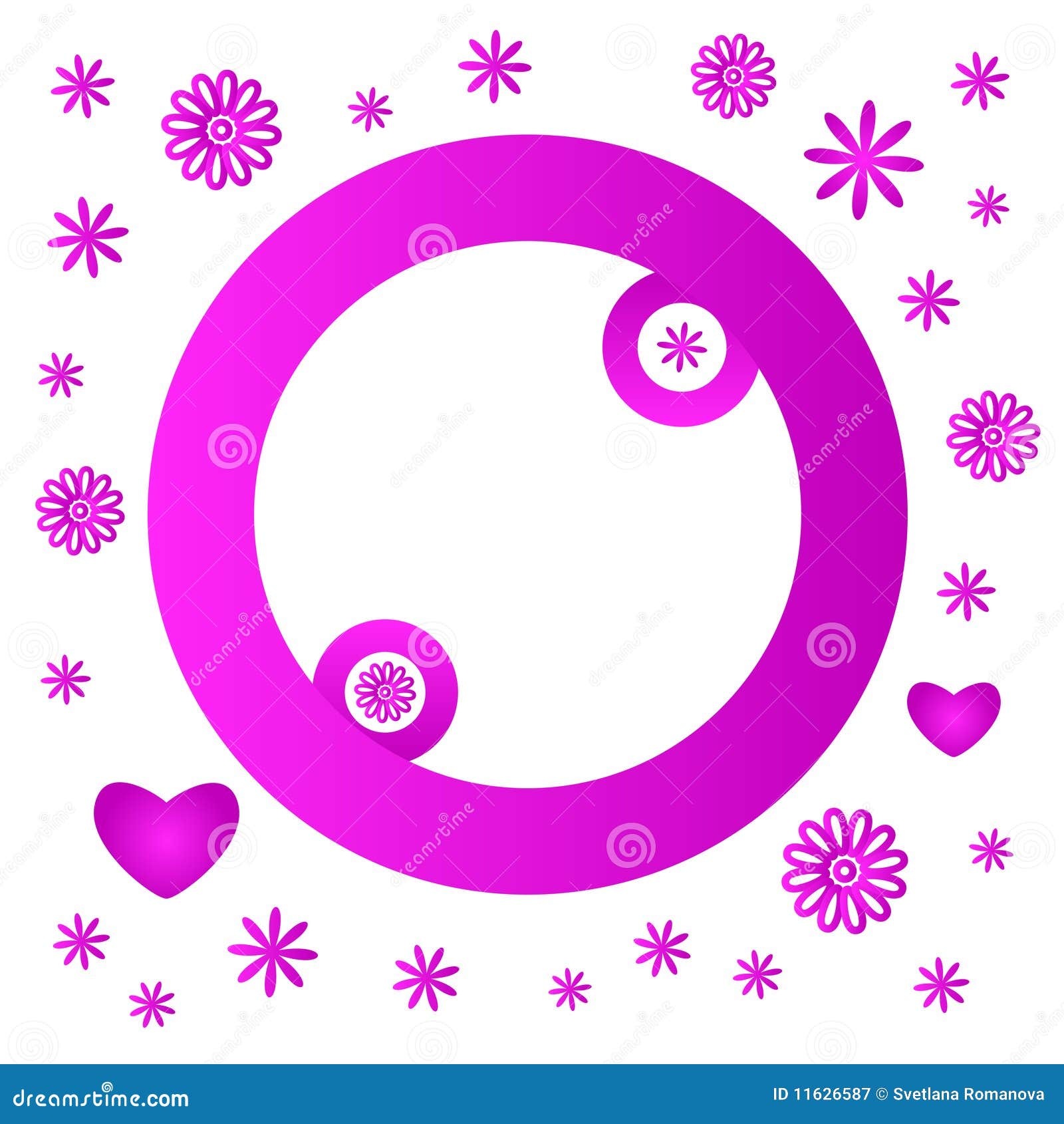 Pink flower round frame stock vector. Illustration of illustrated ...