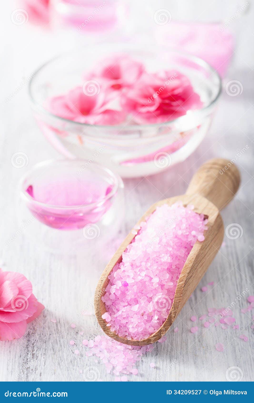 Pink flower salt for spa stock image. Image of natural - 34209527