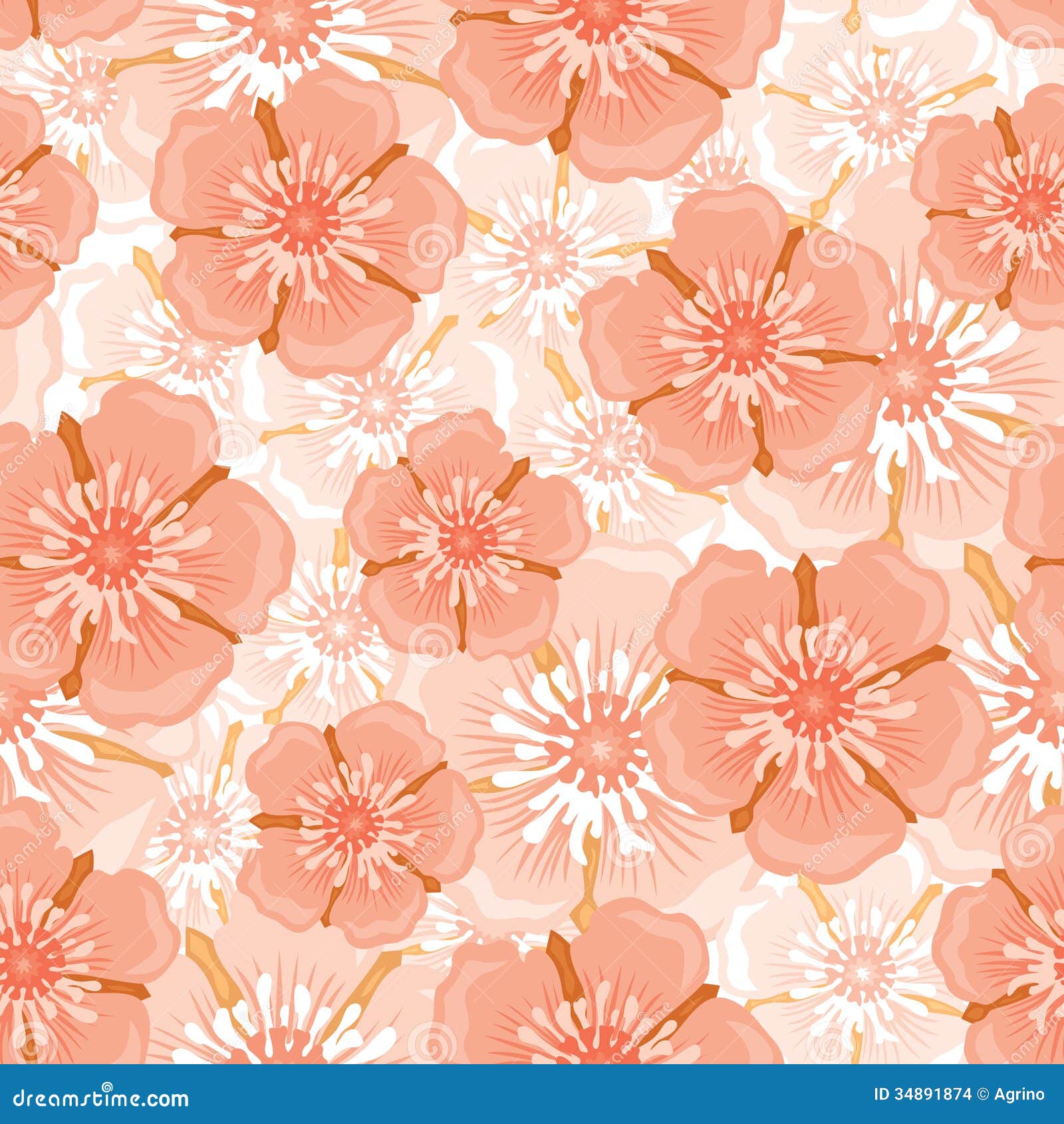Pink Flower Seamless Pattern Stock Vector - Illustration of pattern ...