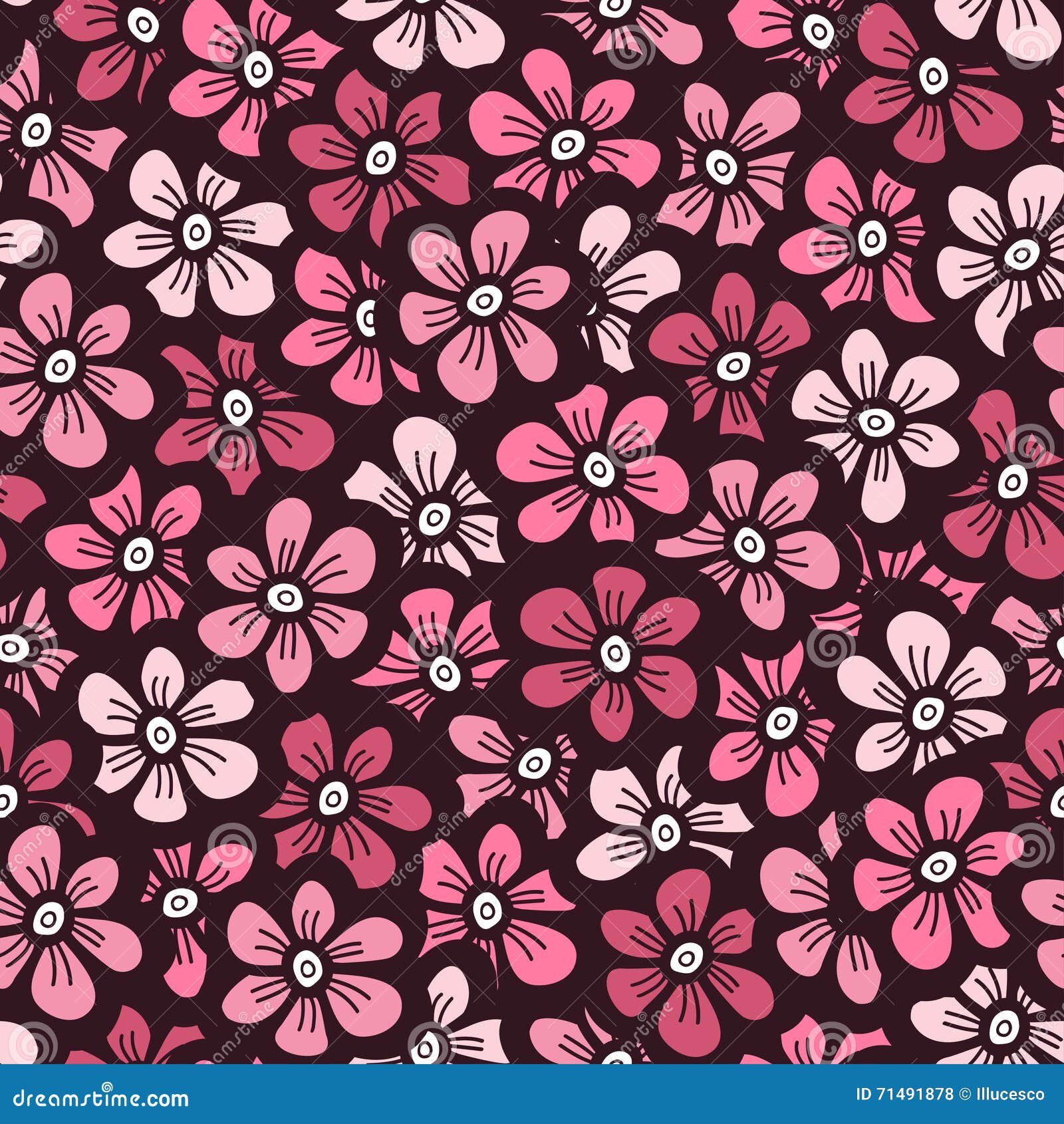 Pink Flower Seamless Pattern Stock Vector - Illustration of ornament ...