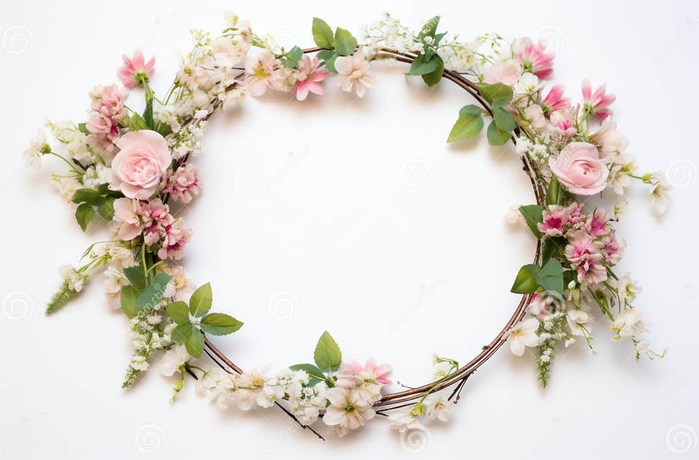 A Pink Flower Shaped Frame on White Surface Stock Photo - Image of ...