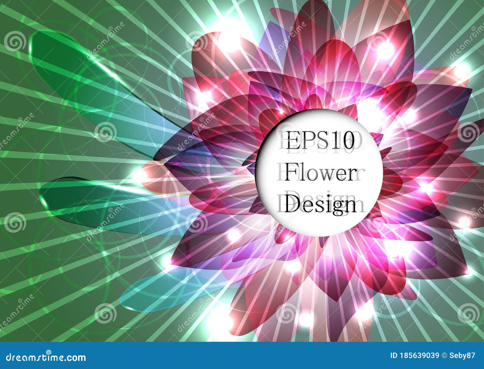 Pink flower with sparks stock illustration. Illustration of design ...