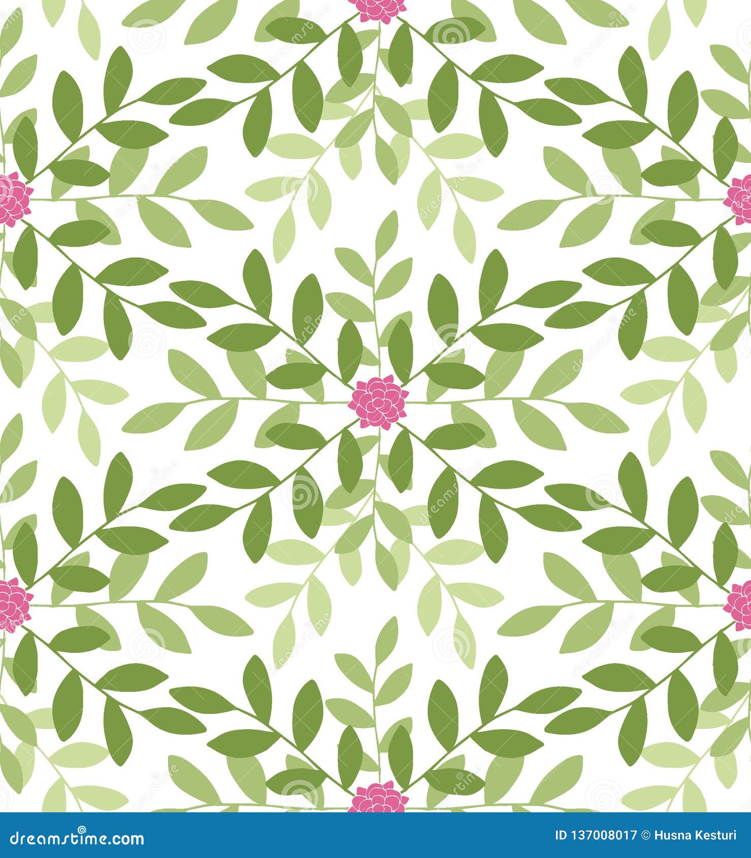 Pink Flower and Vine Seamless Pattern Stock Illustration - Illustration ...