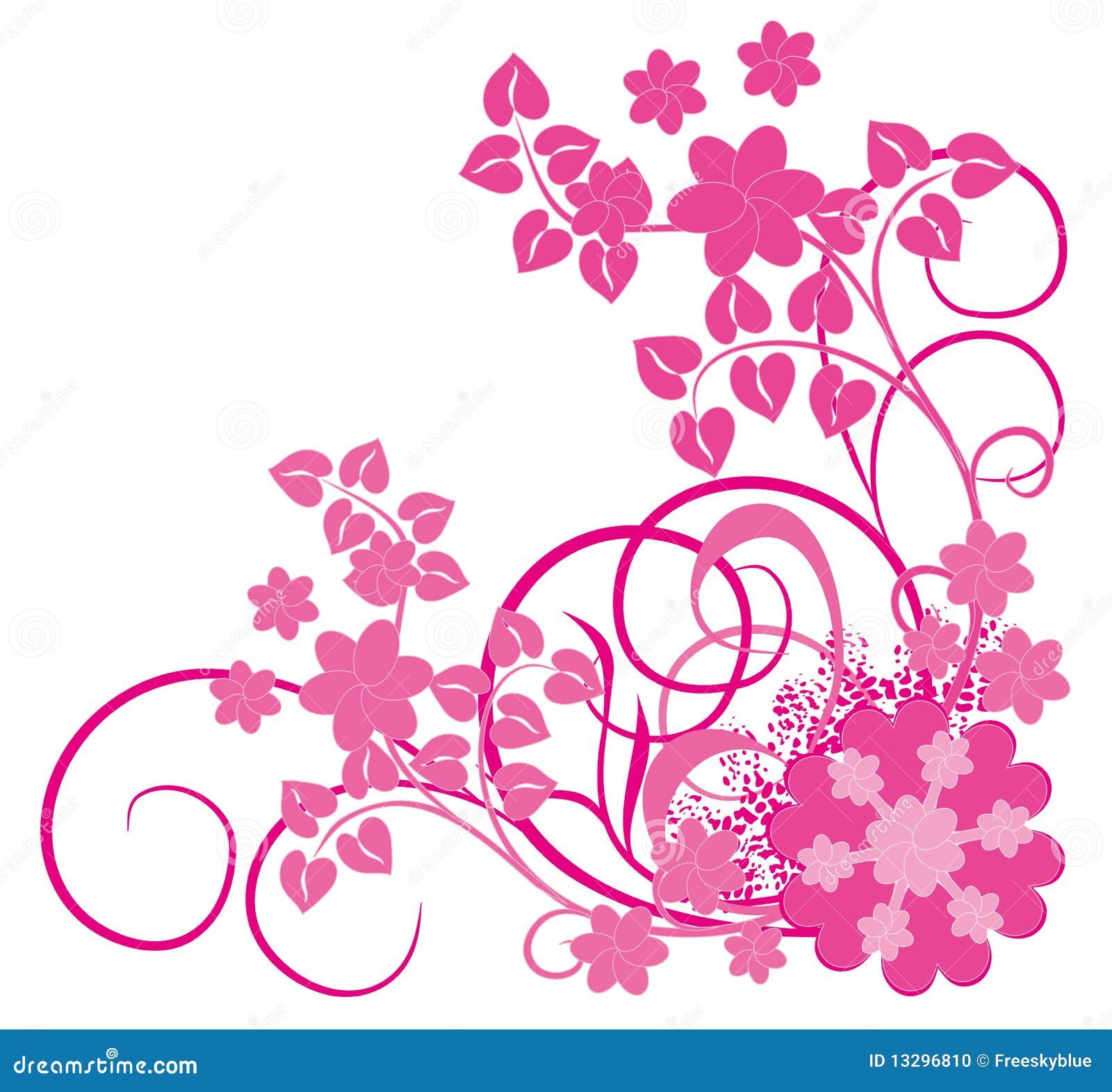 Pink flower and vines stock illustration. Illustration of garden - 13296810