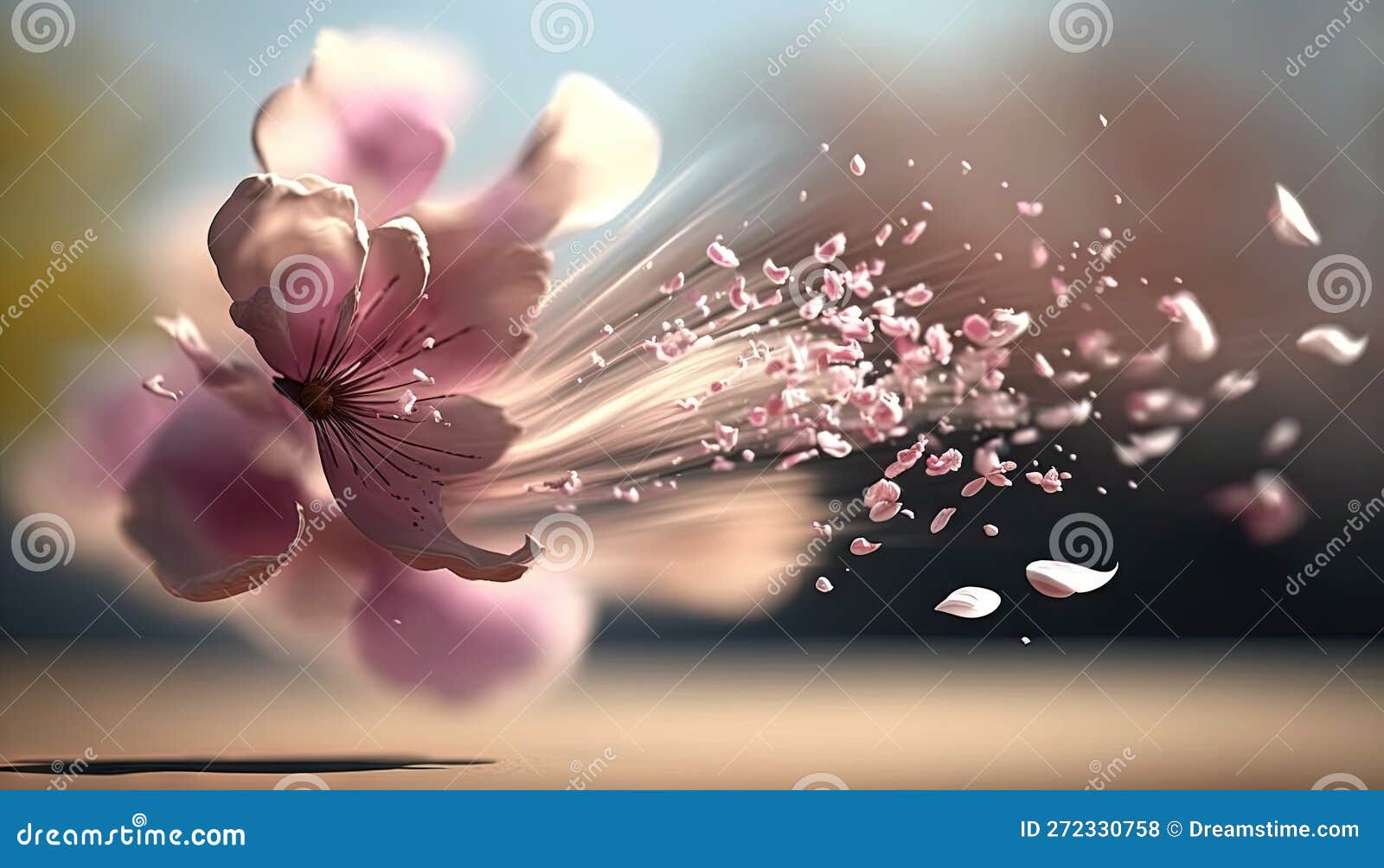 A Pink Flower with White Petals is Flying in the Air Stock Photo ...