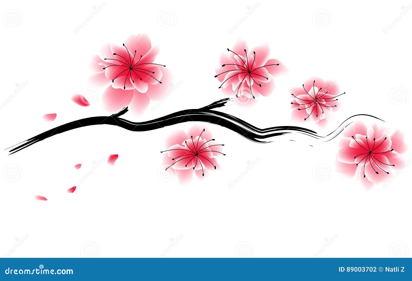 Pink flowers stock vector. Illustration of design, floral - 89003702