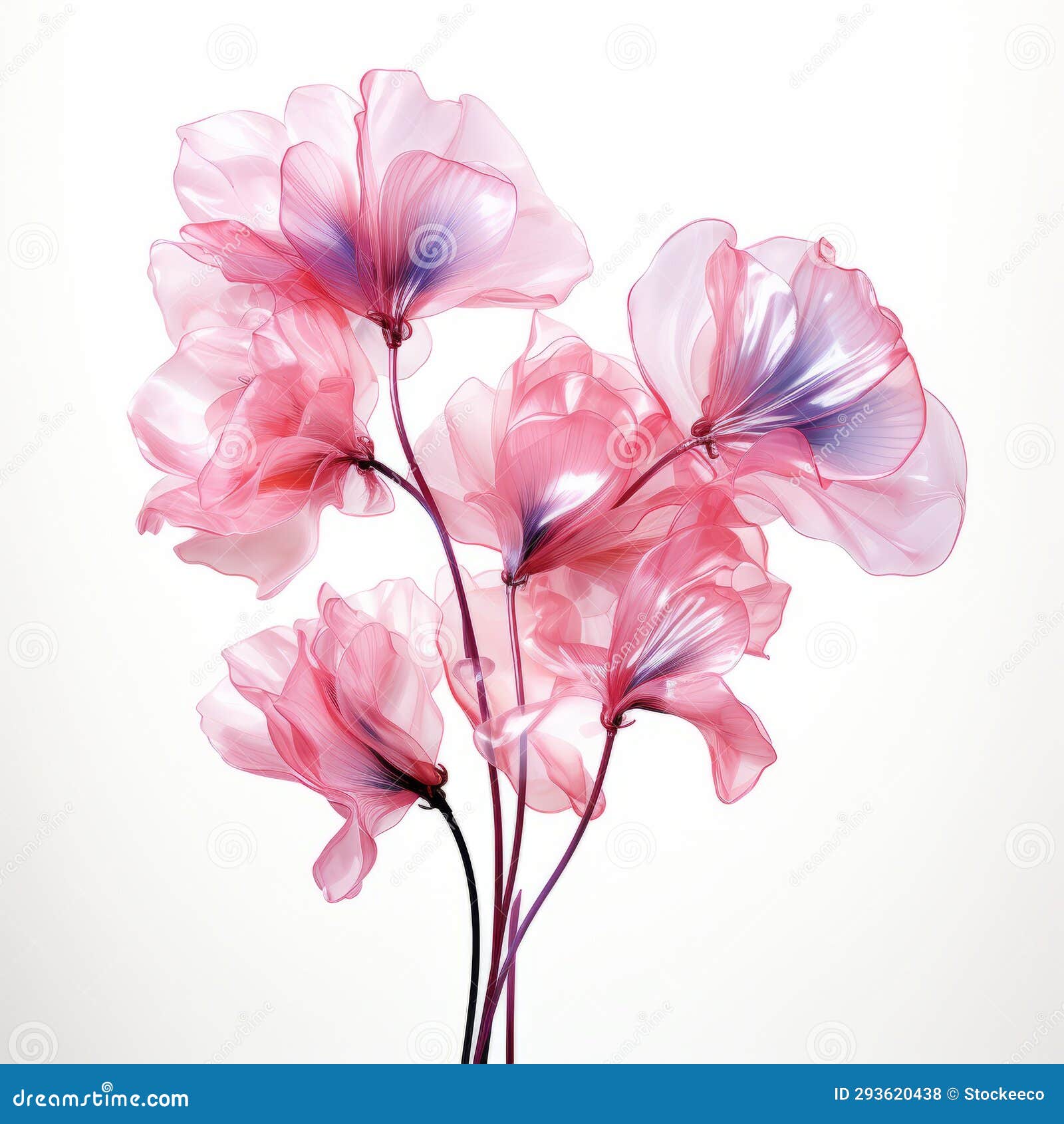 Vintage Bouquet Pink Floral Art with Translucent Immersion Style Stock ...