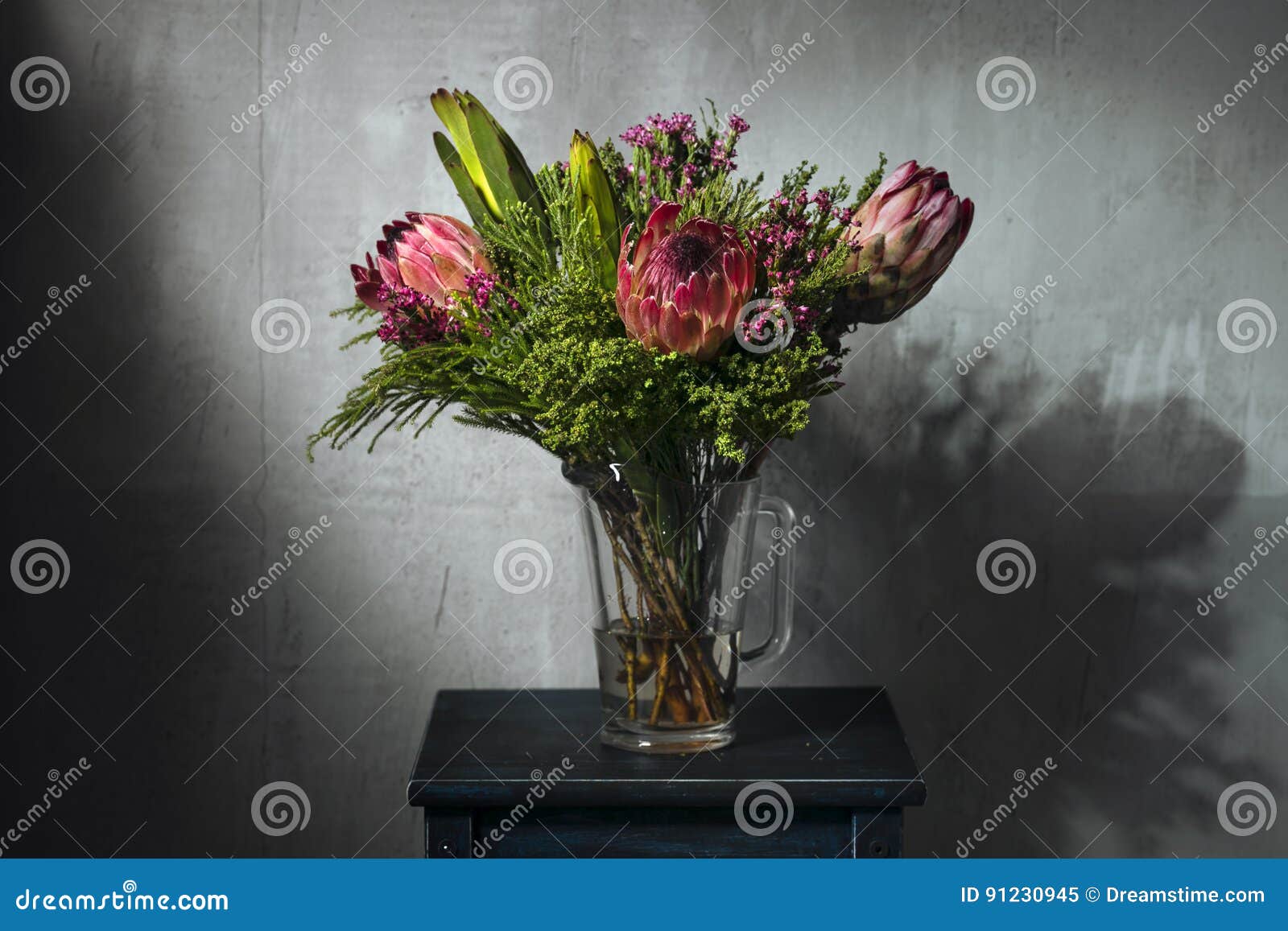 Pink Flowers in Bottle in Loft Interior Stock Image - Image of light ...