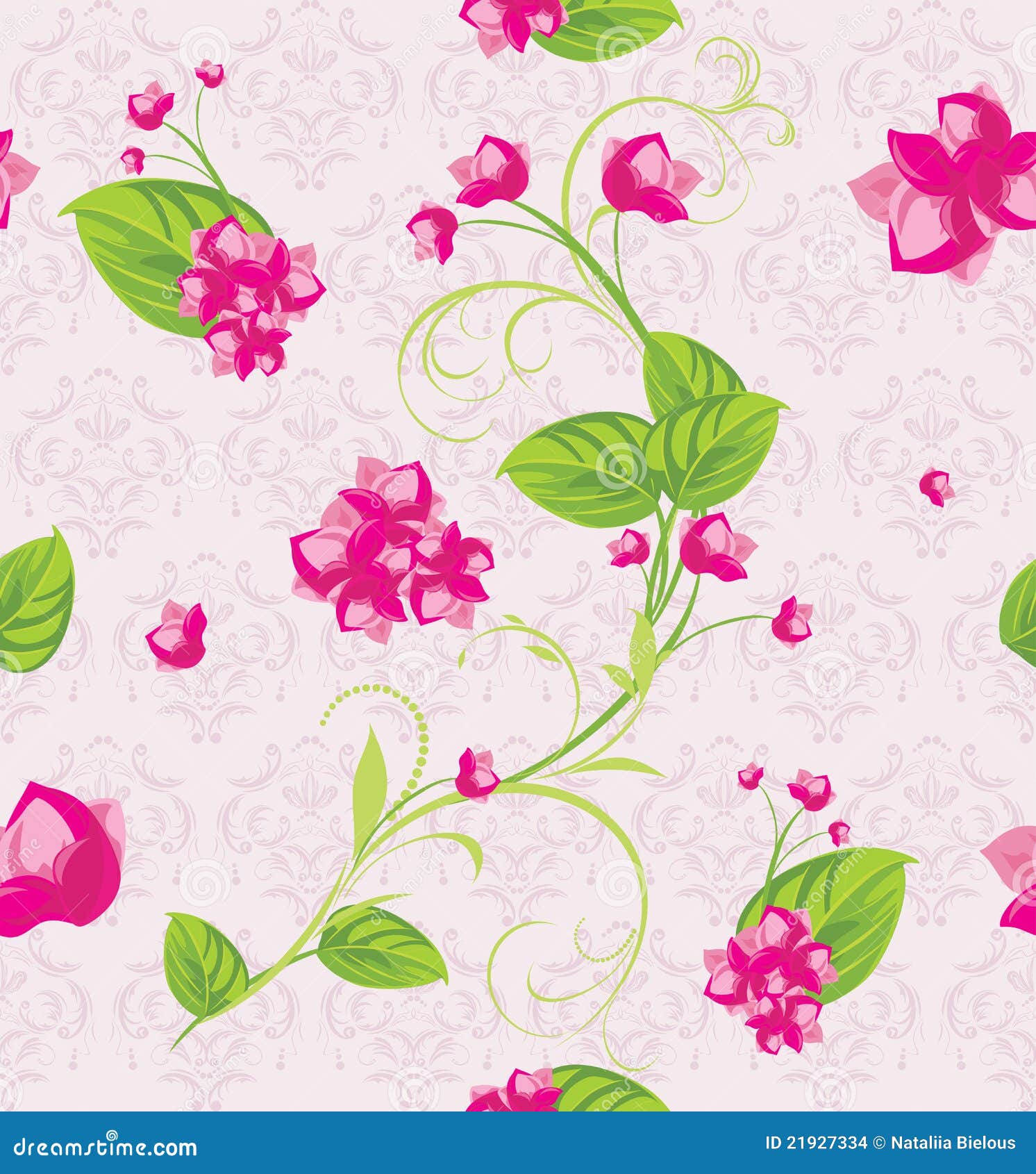 Pink Flowers on the Decorative Background Stock Vector - Illustration ...