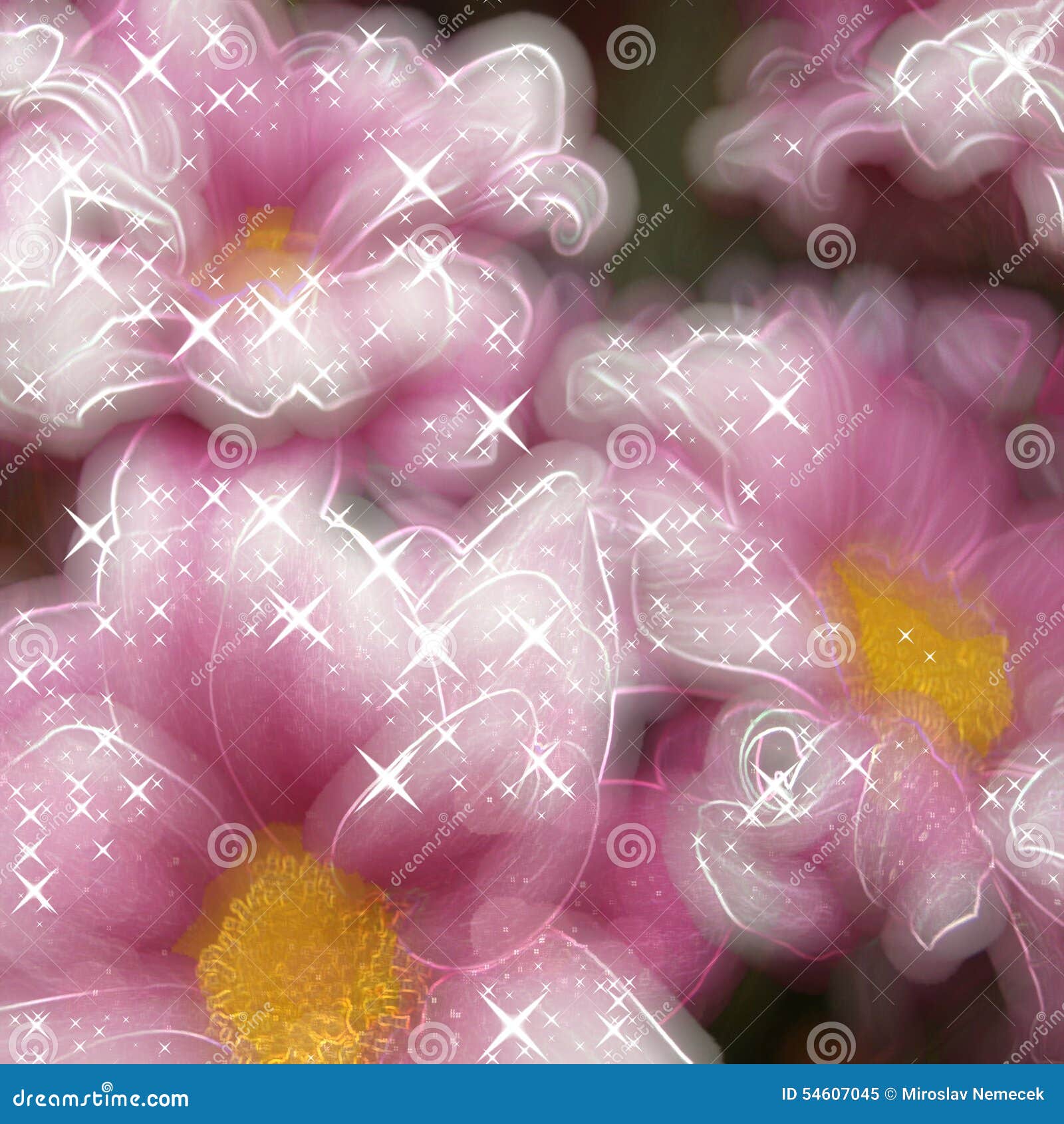 Pink Flowers Glowing Background Stock Illustration - Illustration of ...