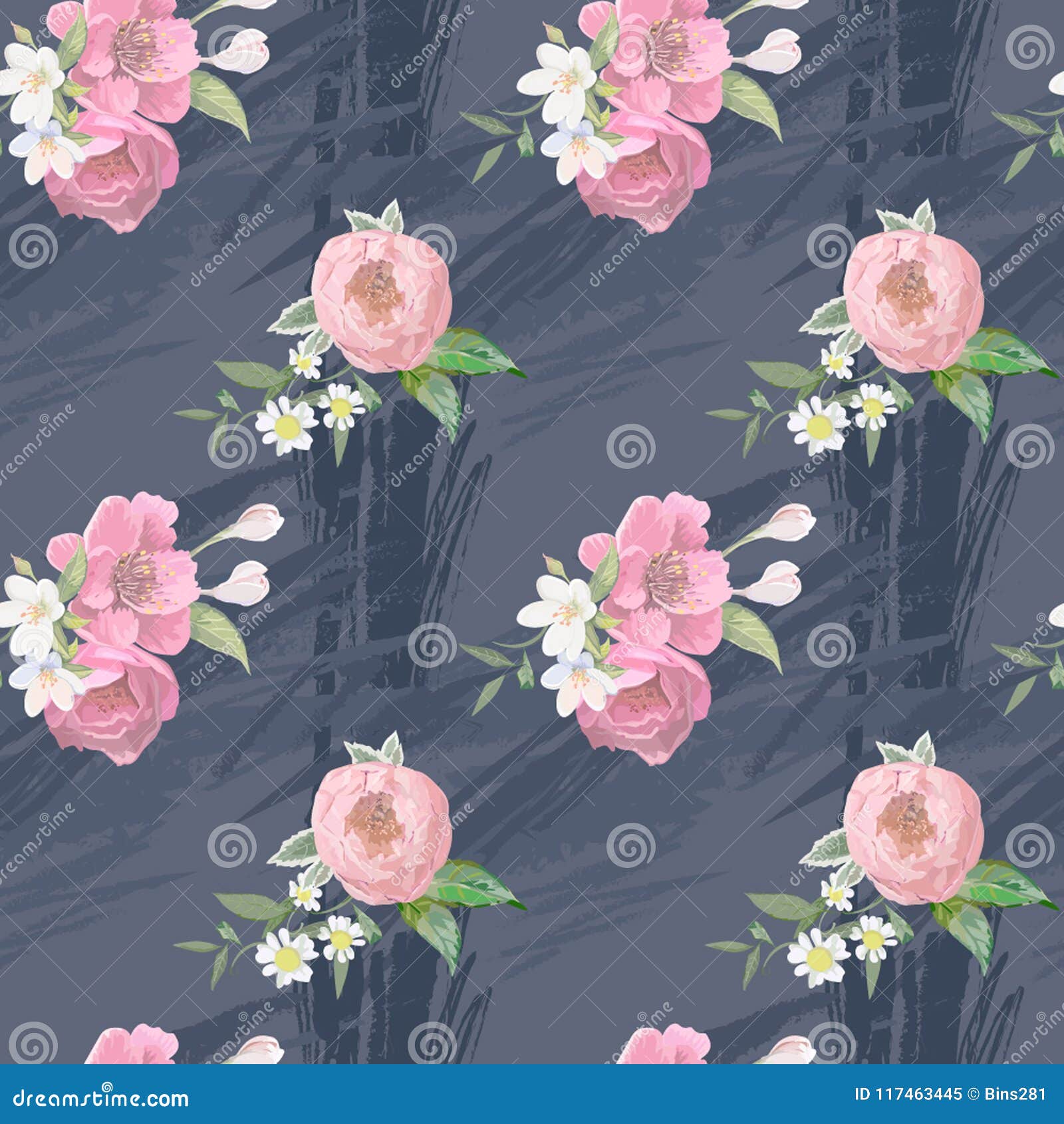 Pink Flowers on Gray Background Stock Vector - Illustration of flowers ...