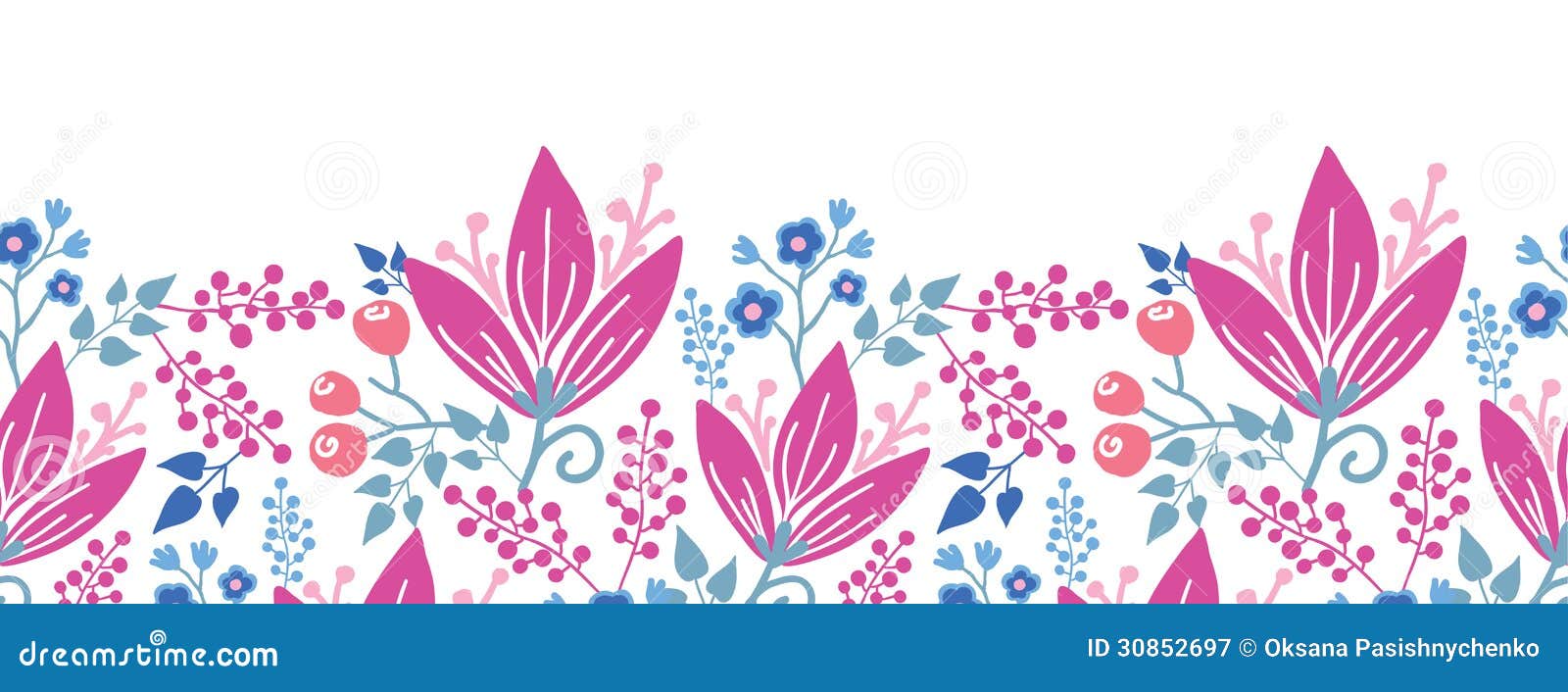 Pink Flowers Horizontal Seamless Pattern Stock Illustrations – 6,679 ...