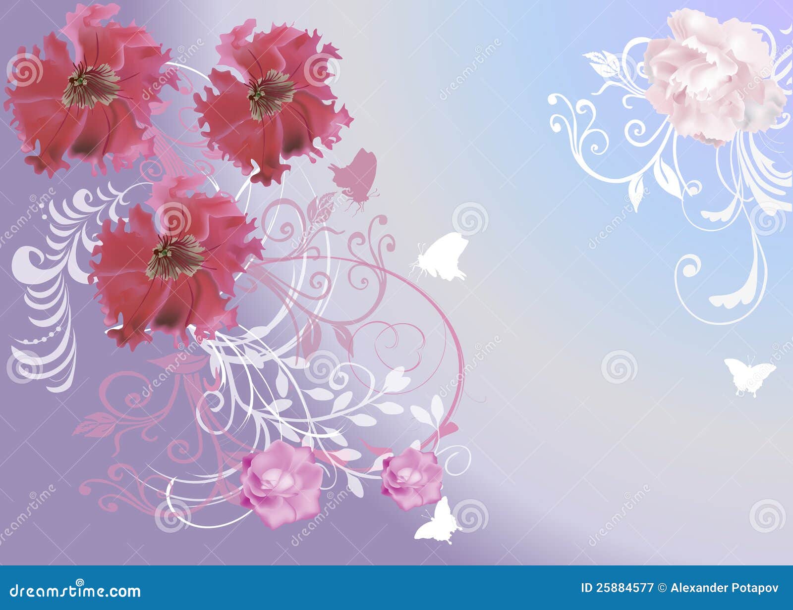 Pink Flowers on Lilac Background Stock Vector - Illustration of graphic ...