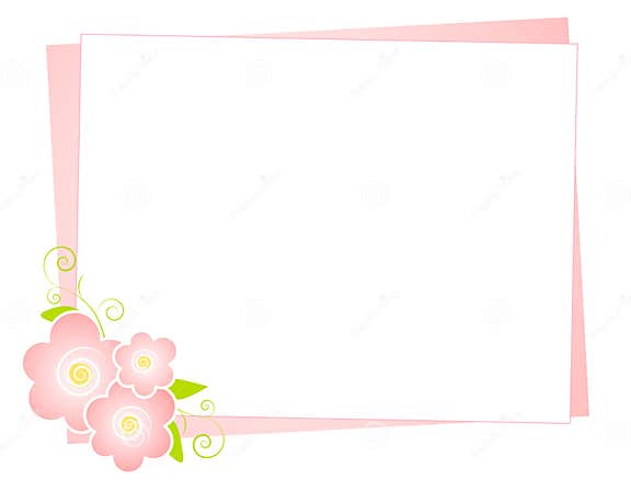 Pink Flowers Note Paper Background Stock Illustration - Illustration of ...