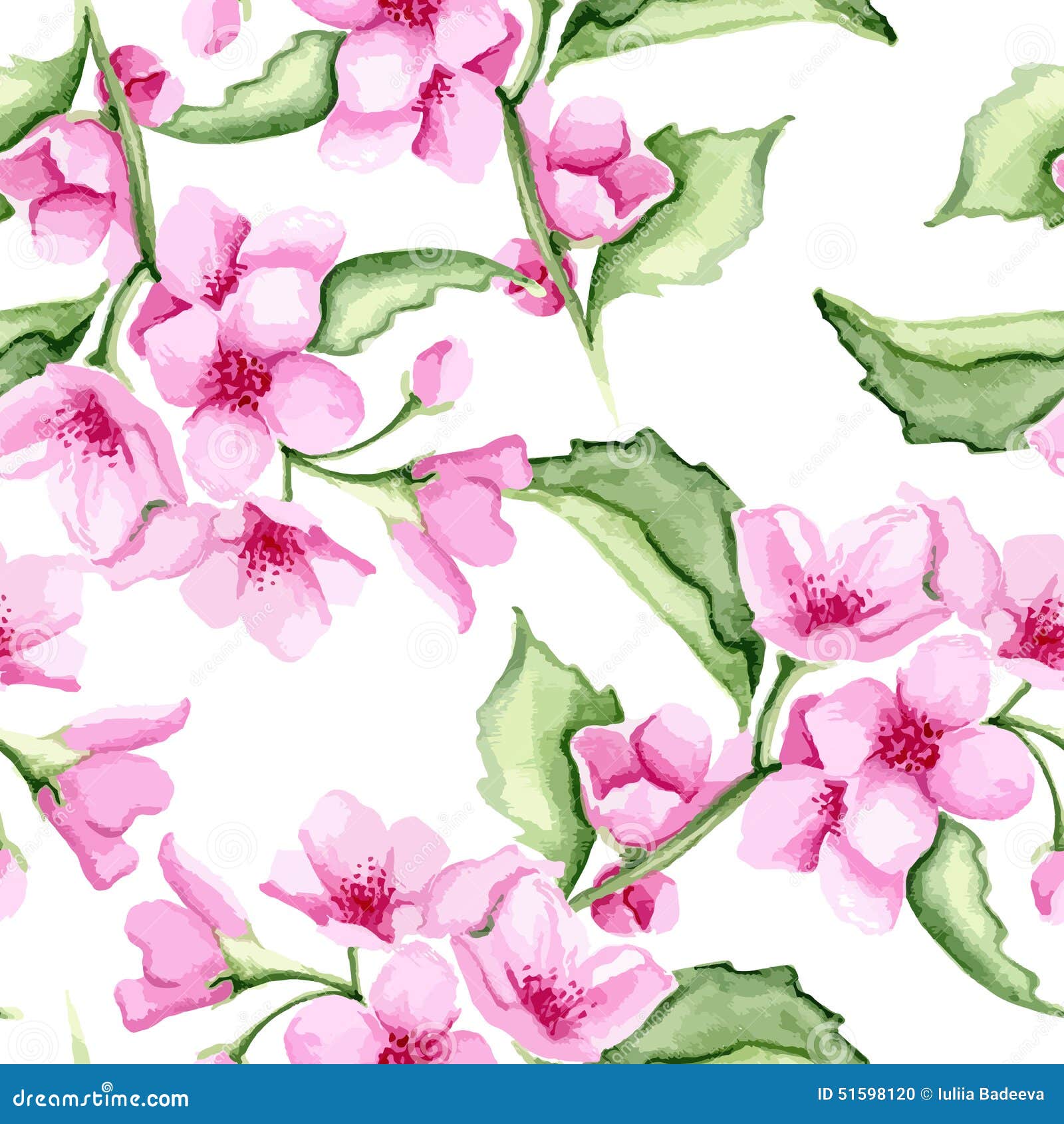 Pink flowers pattern stock vector. Illustration of blossom - 51598120