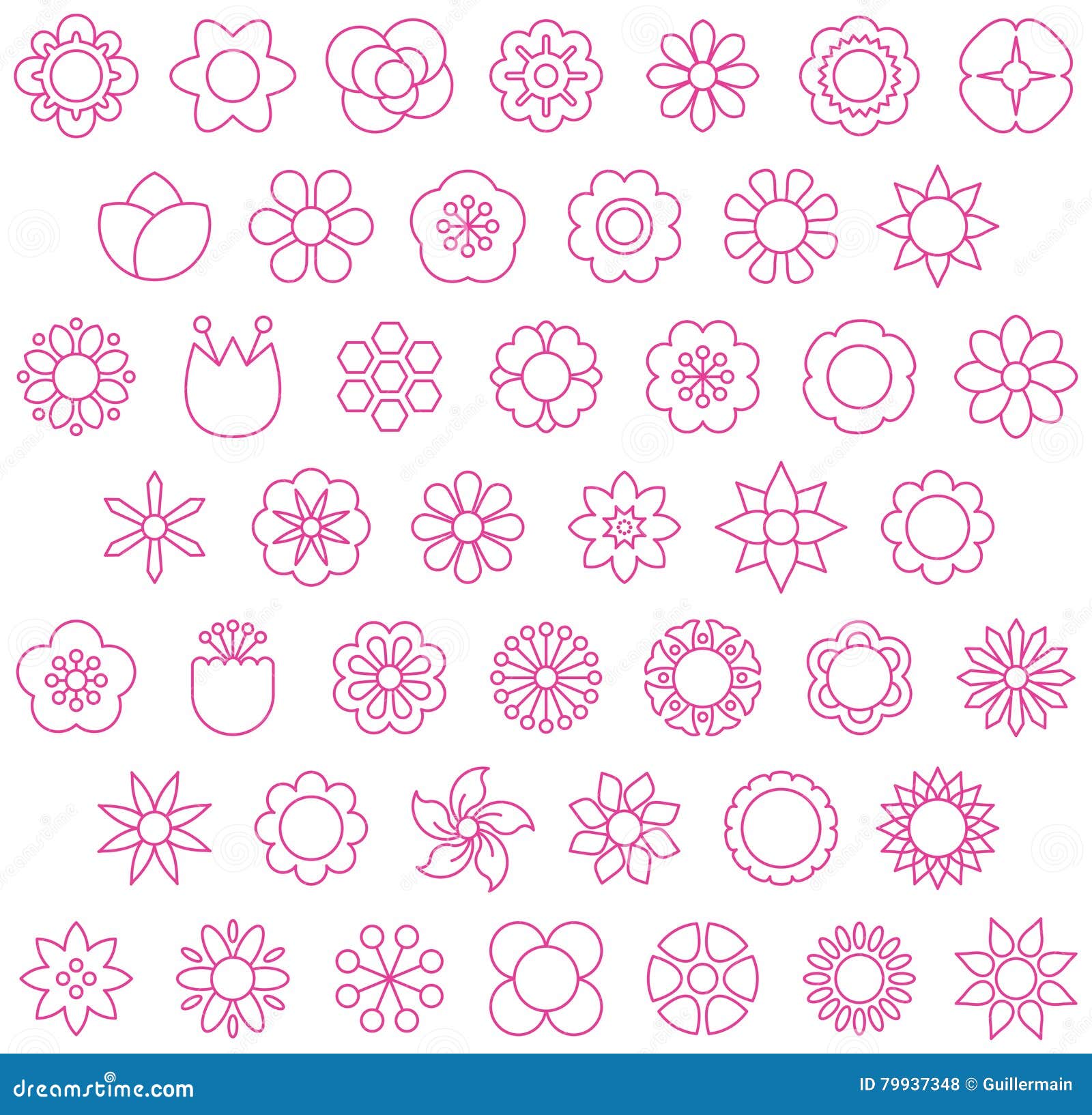 Pink flowers stock vector. Illustration of nature, colour - 79937348