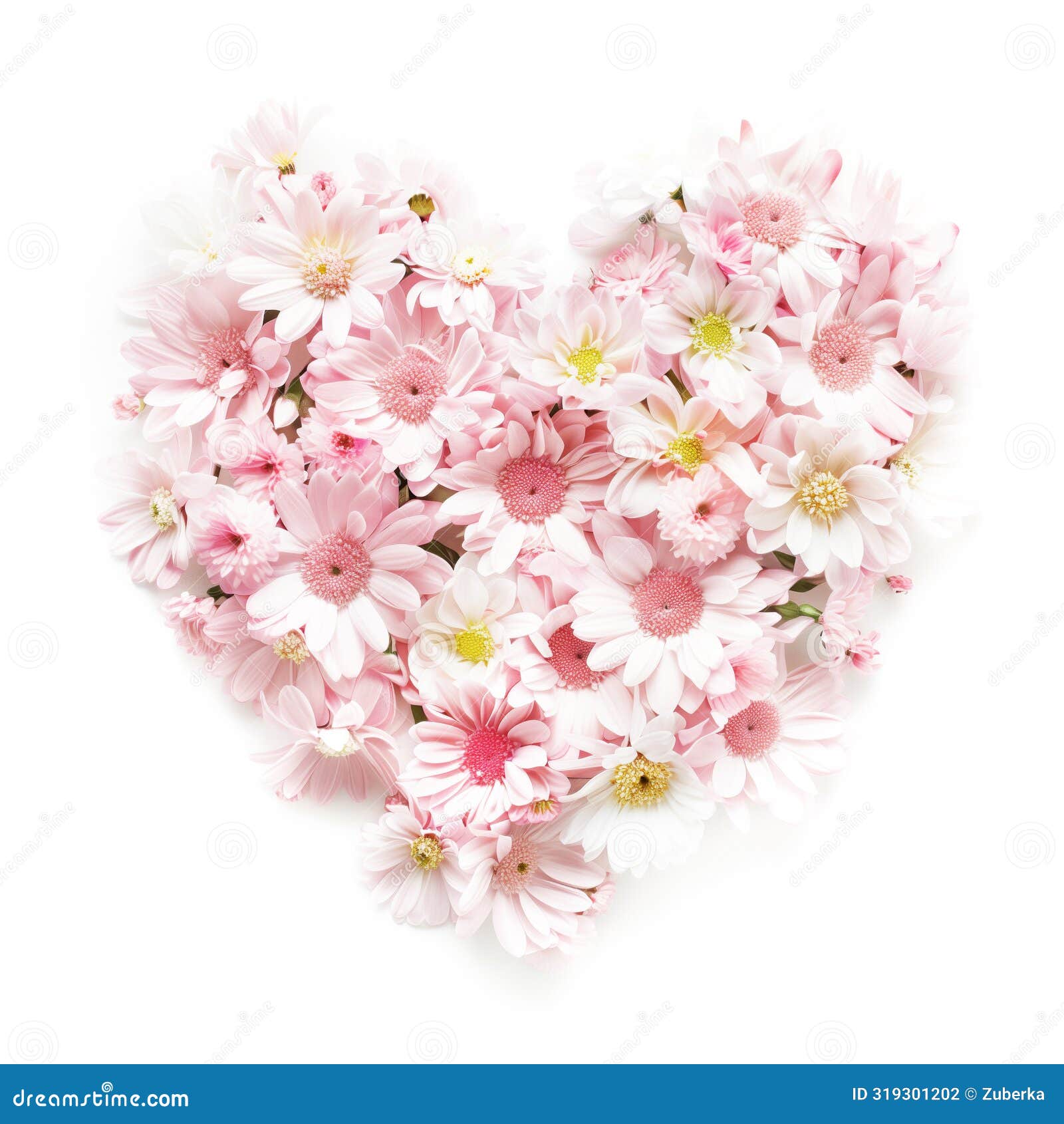 Pink Flowers in Shape of Heart Isolated Stock Illustration ...