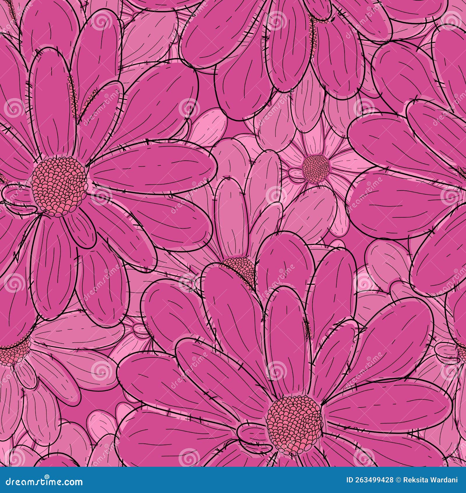 Pink Flowers Texture Vector Seamless Pattern Stock Vector ...