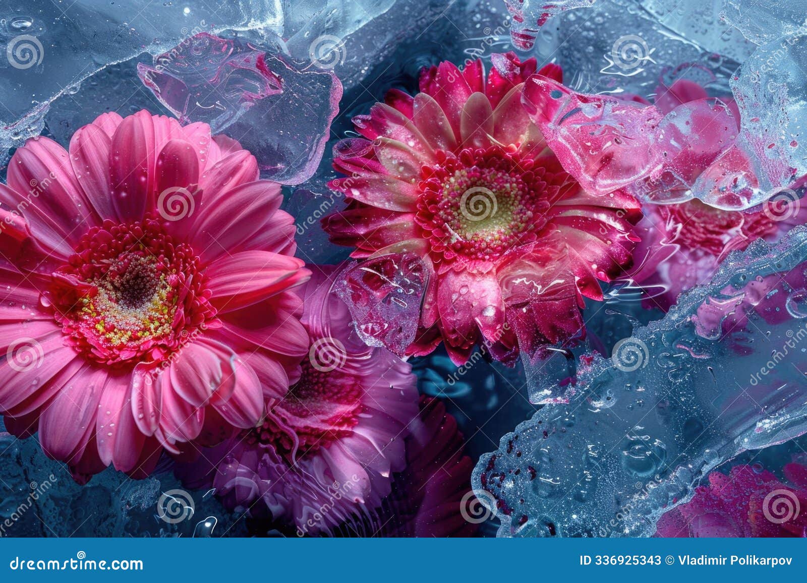 Pink Flowers Trapped in Ice Stock Image - Image of snow, frost: 336925343