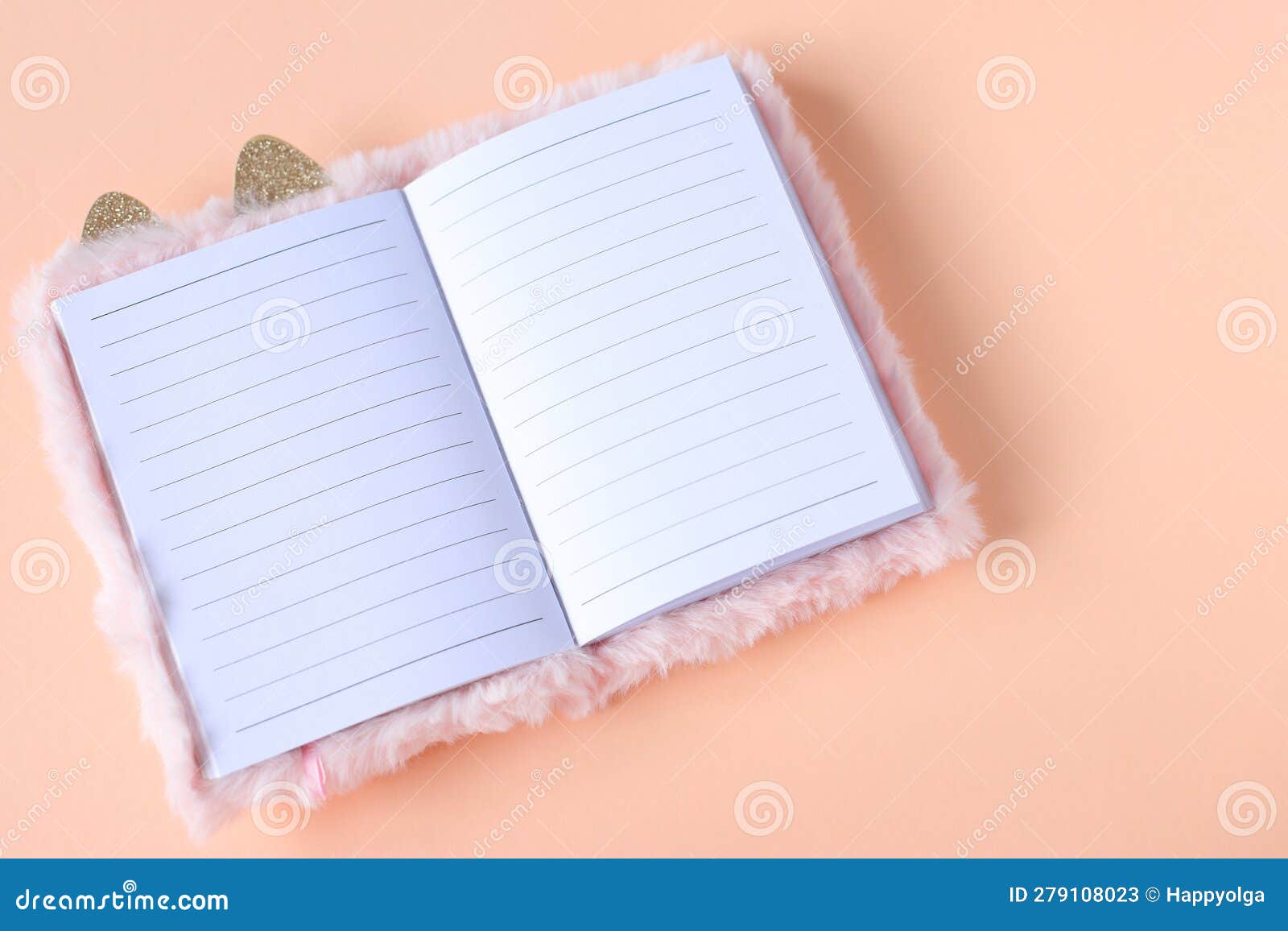 Pink Fluffy Notebook with Ears, Mockup Stock Image - Image of mockup ...